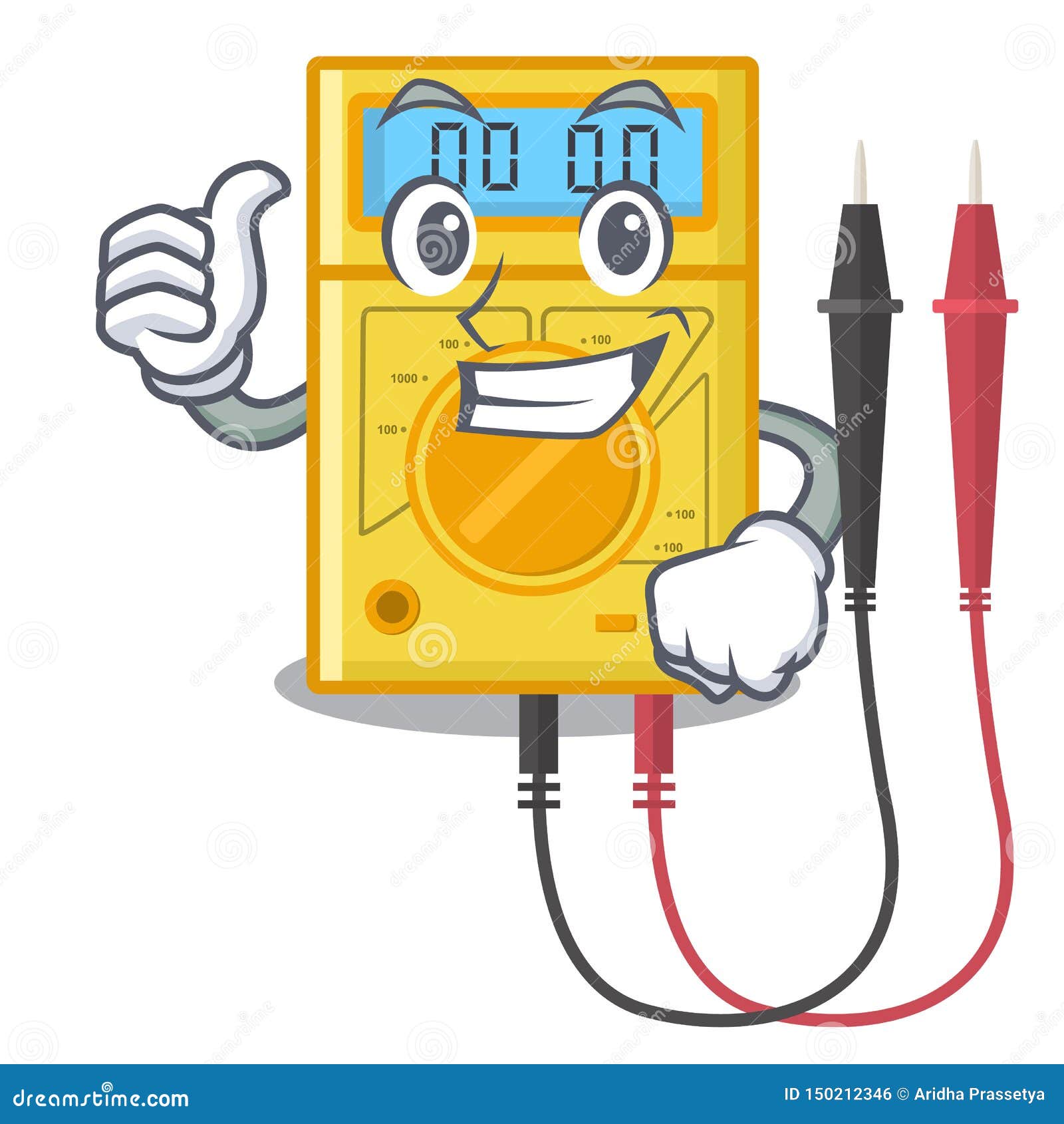 Thumbs Up Digital Multimeter Isolated with the Character Stock Vector ...