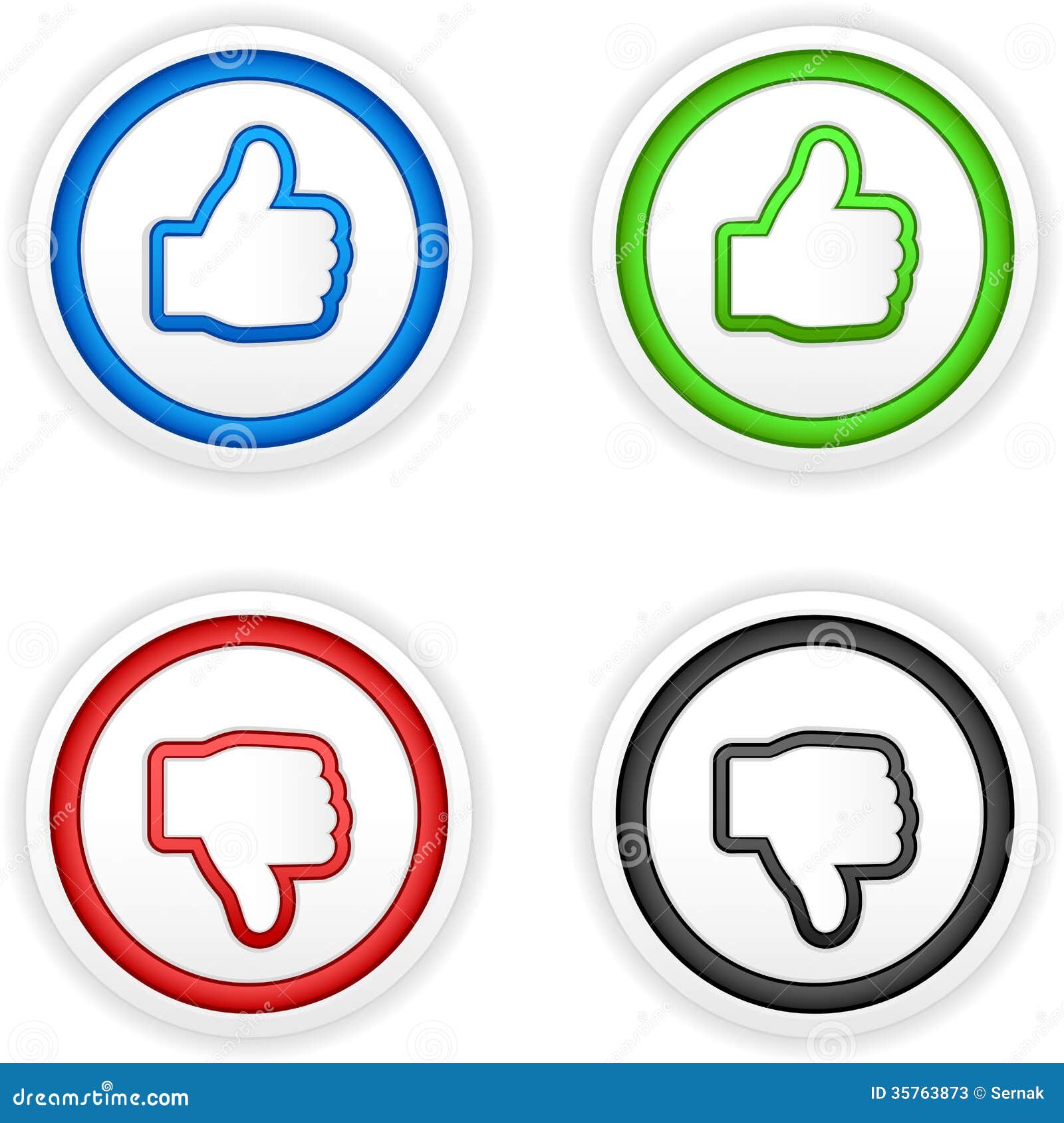 Thumbs up and down buttons stock vector. Illustration of sign - 35763873