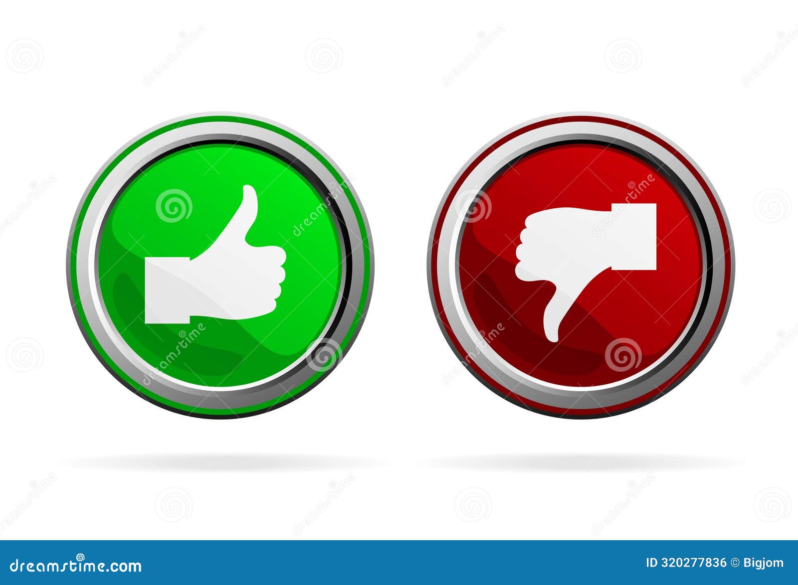 Thumbs Up and Down Buttons on White. Vector Illustration Stock Vector ...