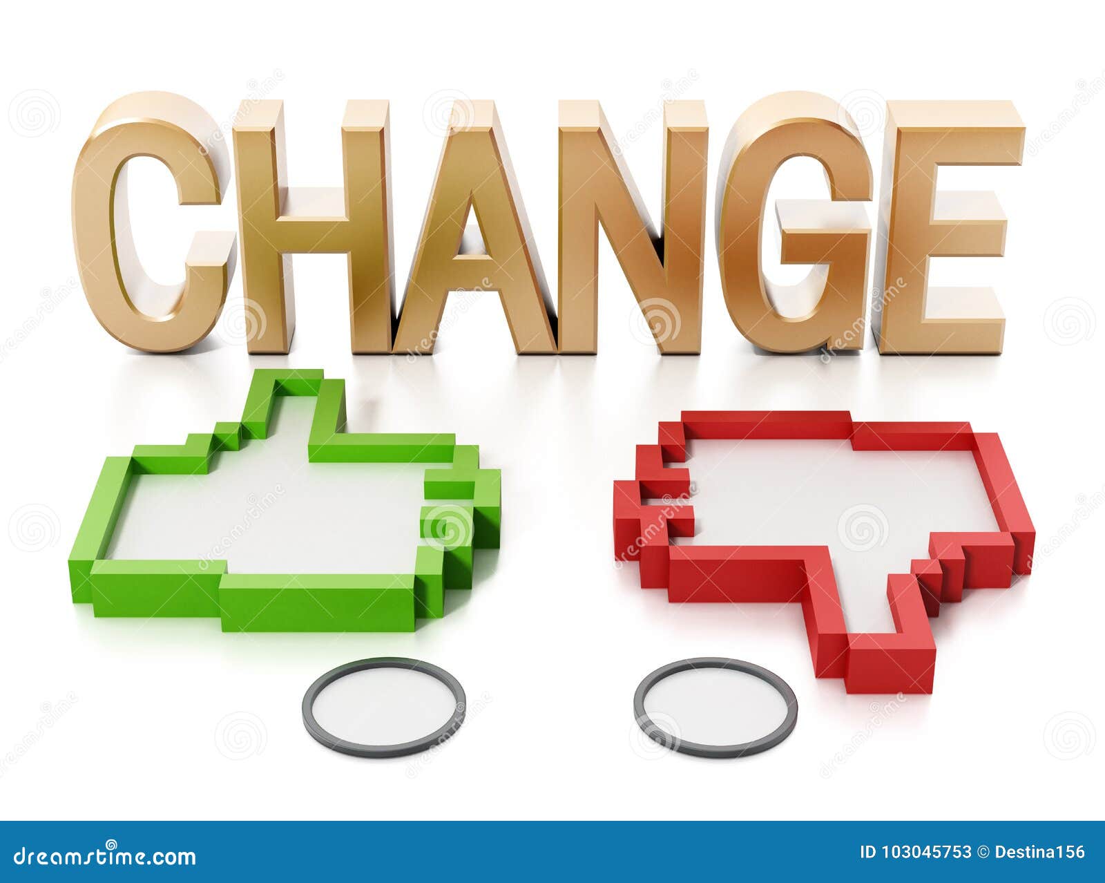 Thumbs Up and Down Icons and Change Text. 3D Illustration Stock ...