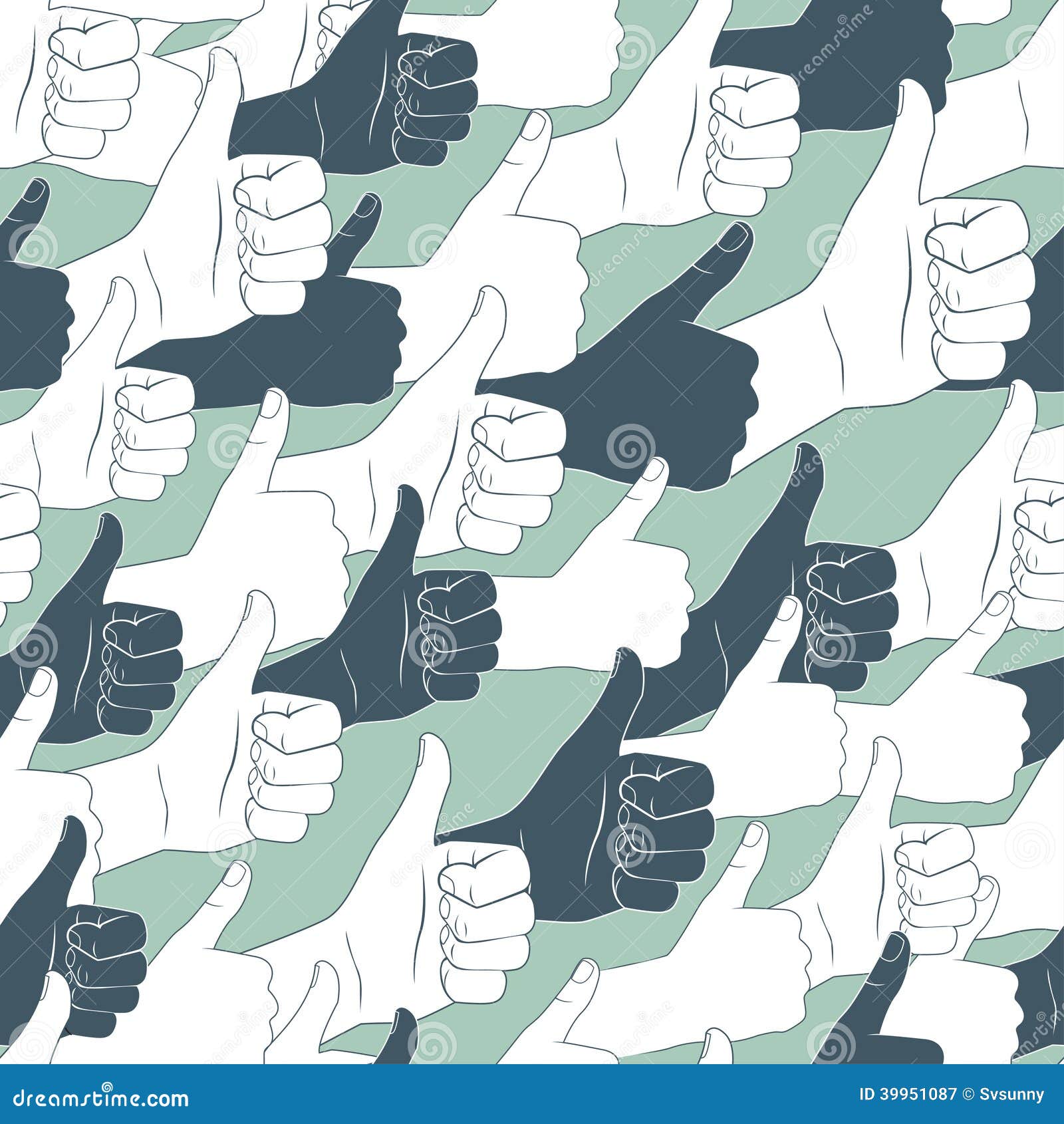 Thumbs Up. Drawn by Hands Seamless Pattern Stock Illustration ...