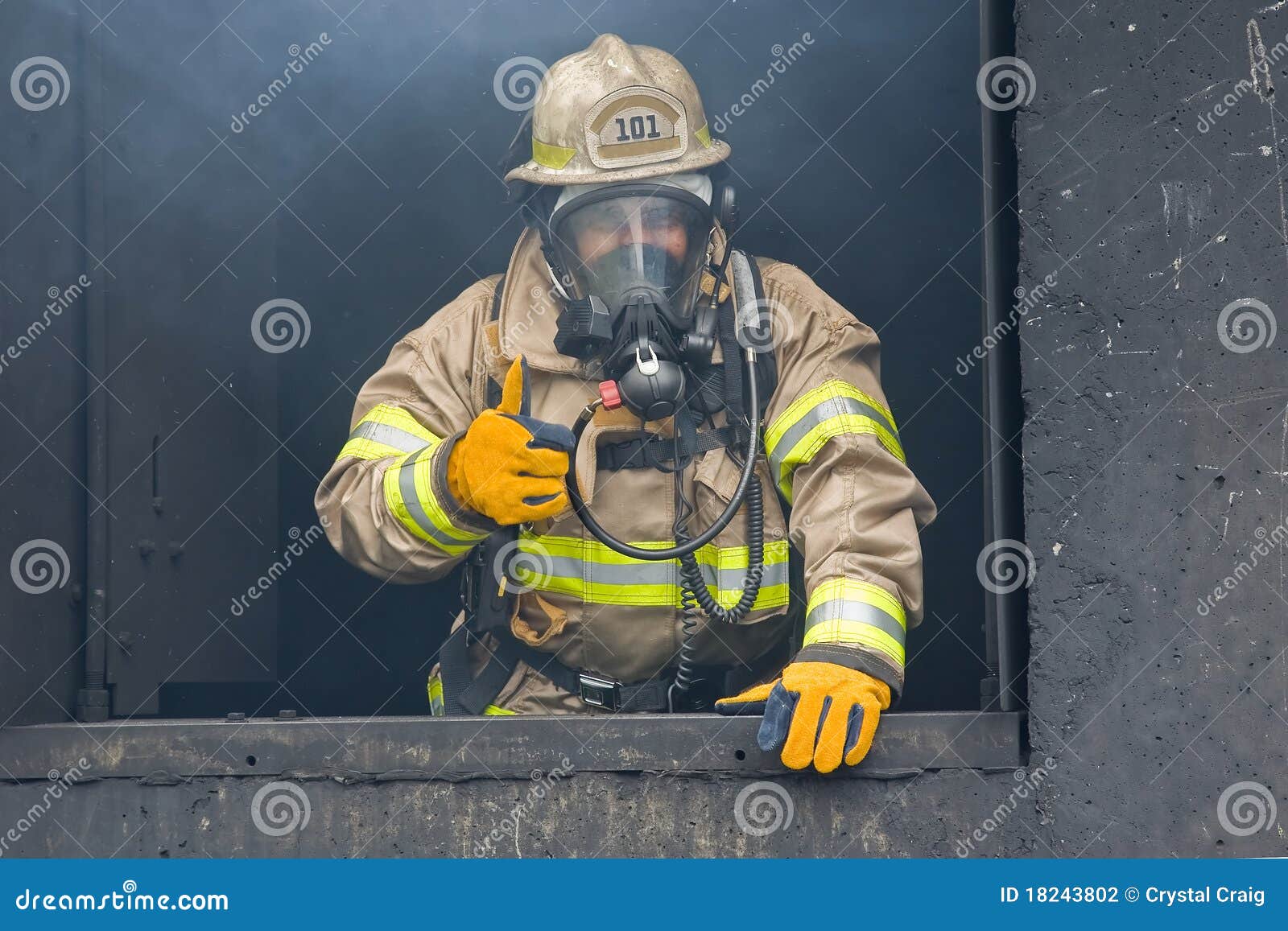 Thumbs Up Firefighter stock photo. Image of thumbs, profession - 18243802