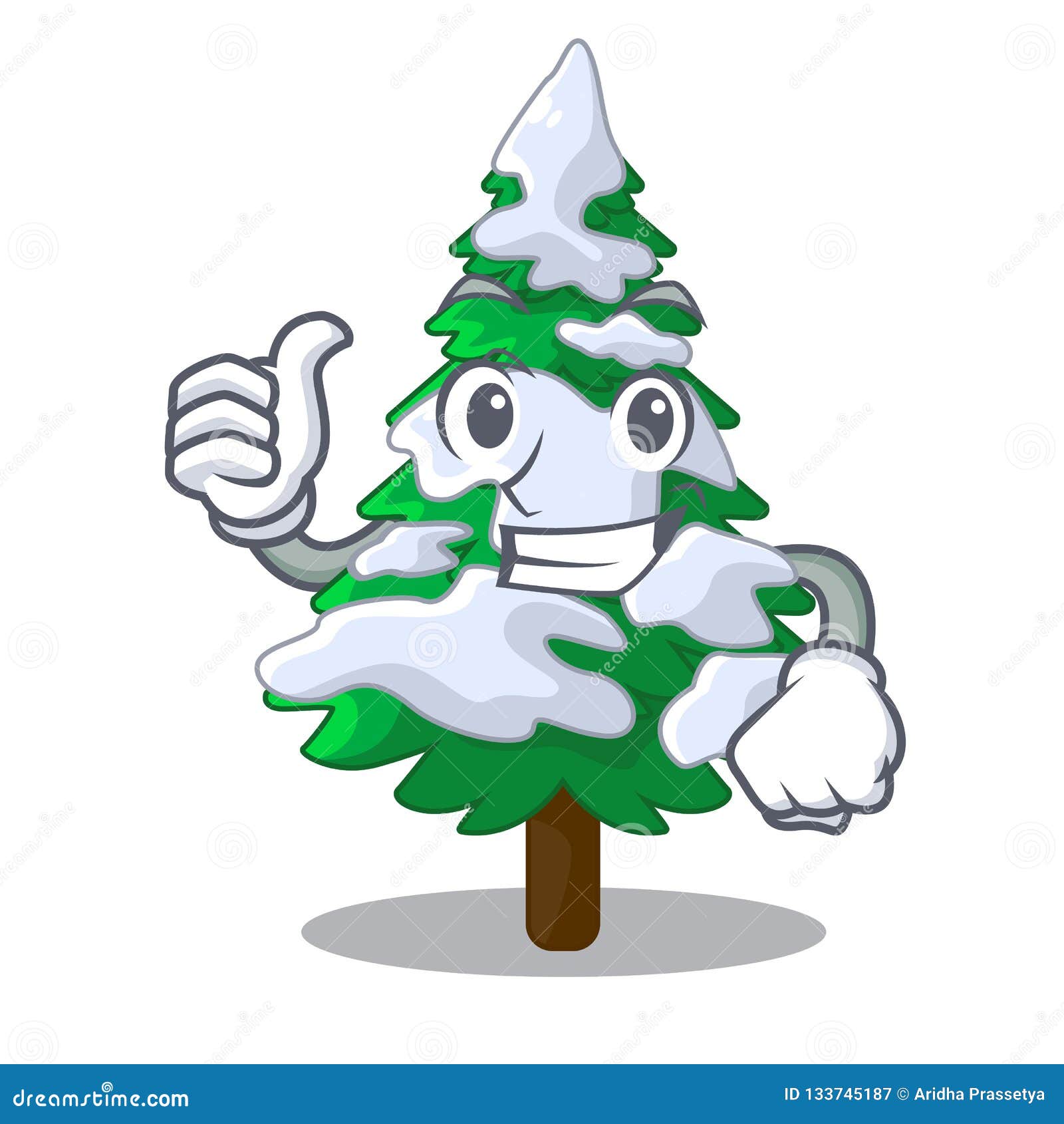Thumbs Up Firs with Snow on Character Tree Stock Vector - Illustration ...