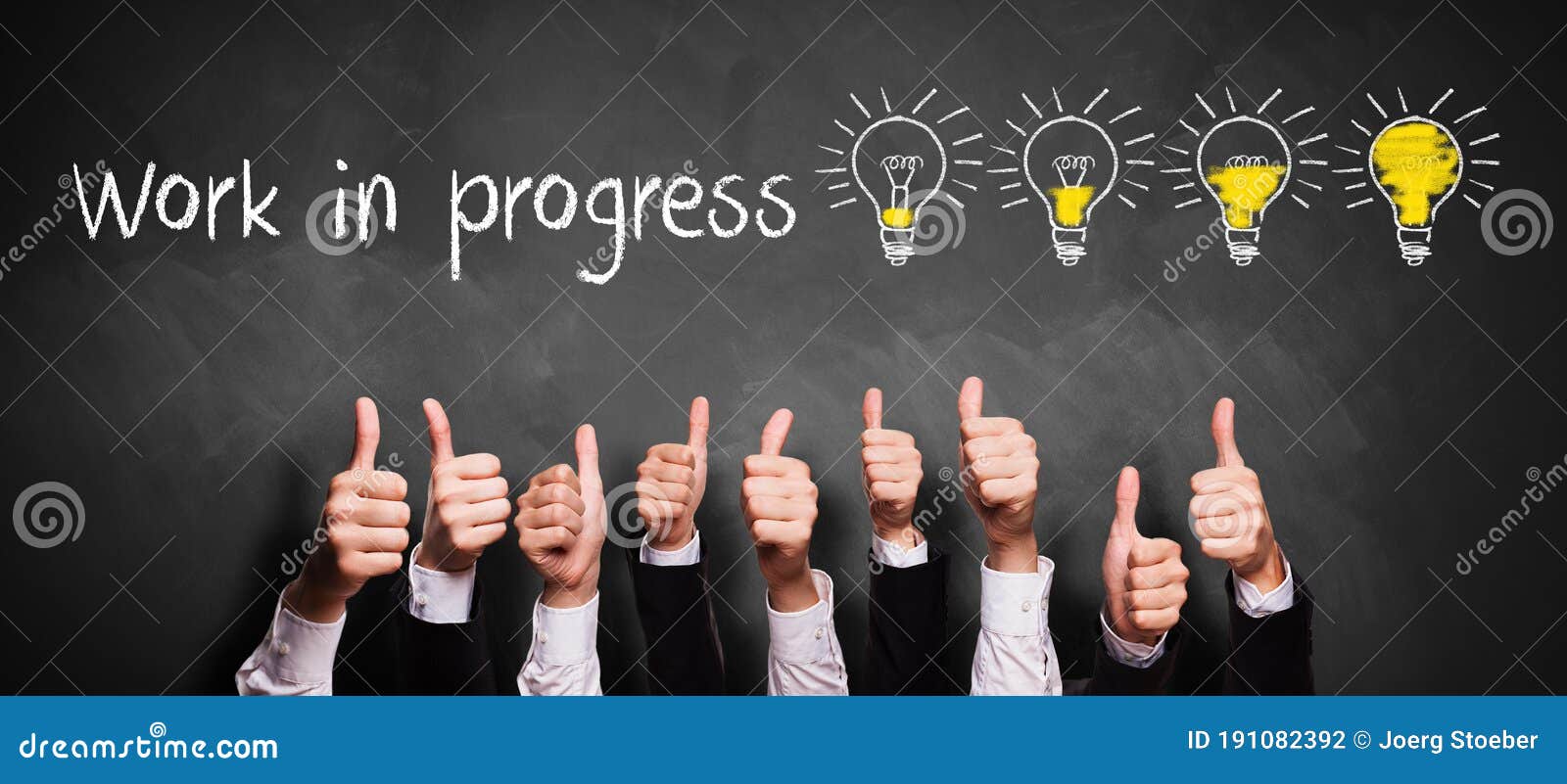 Thumbs Up Gesture in Front of a Chalkboard with Message WORK in ...