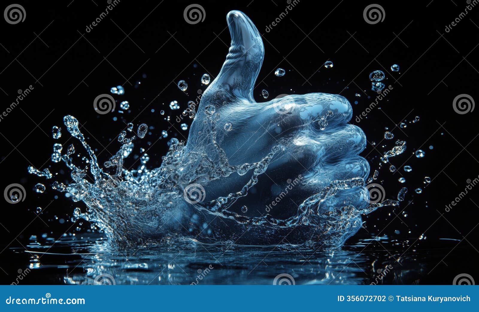 Thumbs Up Gesture Splashing Water, Dynamic Motion, Clear Details Stock ...