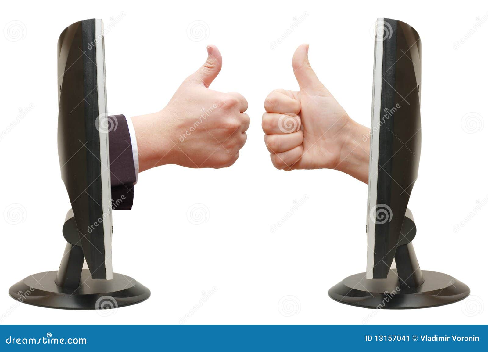 Thumbs Up Hand from the Monitor Stock Image - Image of idea, person ...