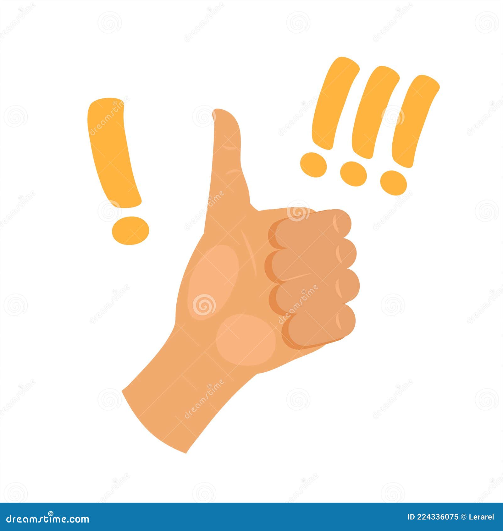 Thumbs Up. Human Hand and Exclamation Marks Stock Vector - Illustration ...