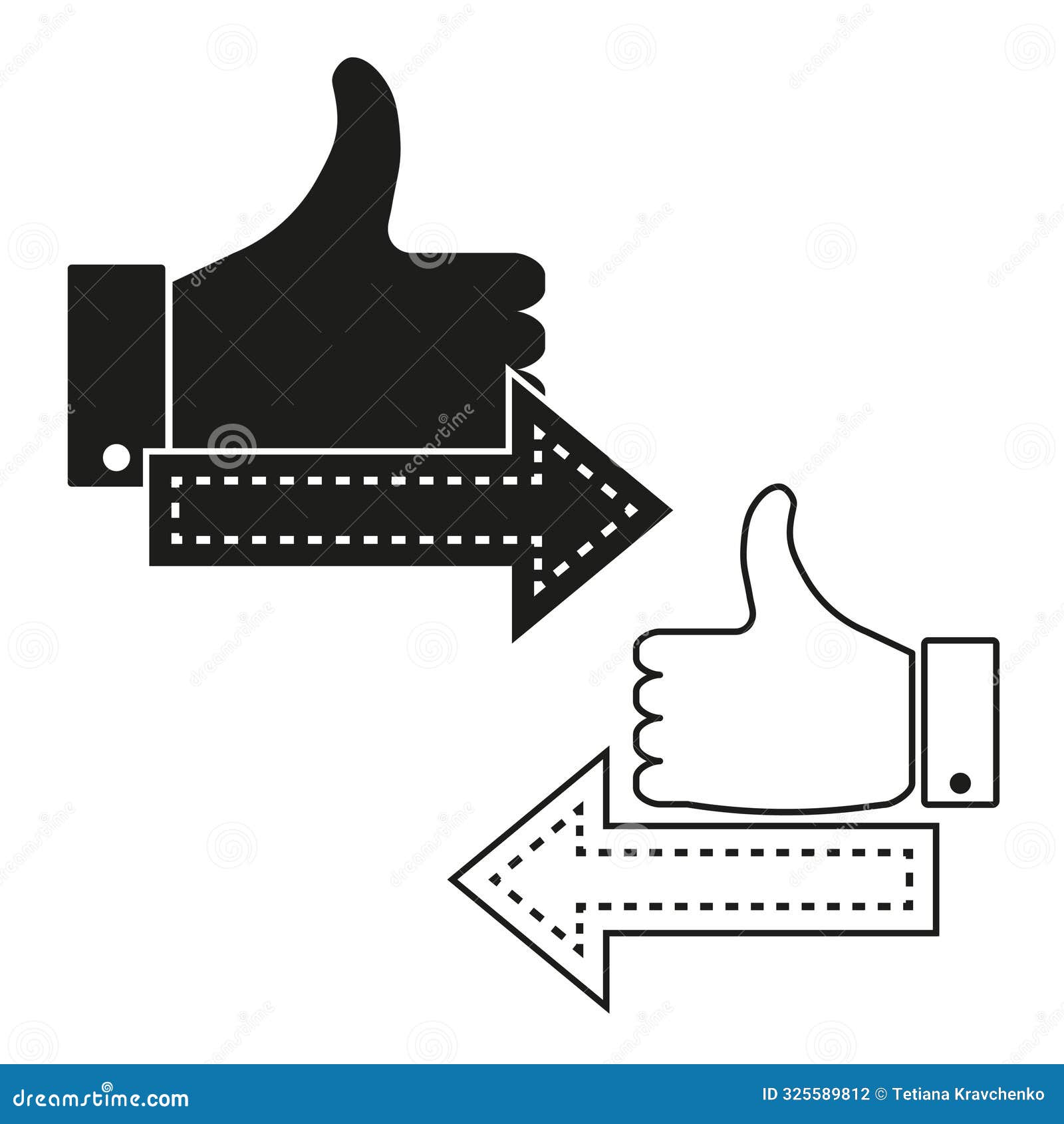 Thumbs Up Icon. Arrows Direction Vector. Positive Feedback Symbol ...