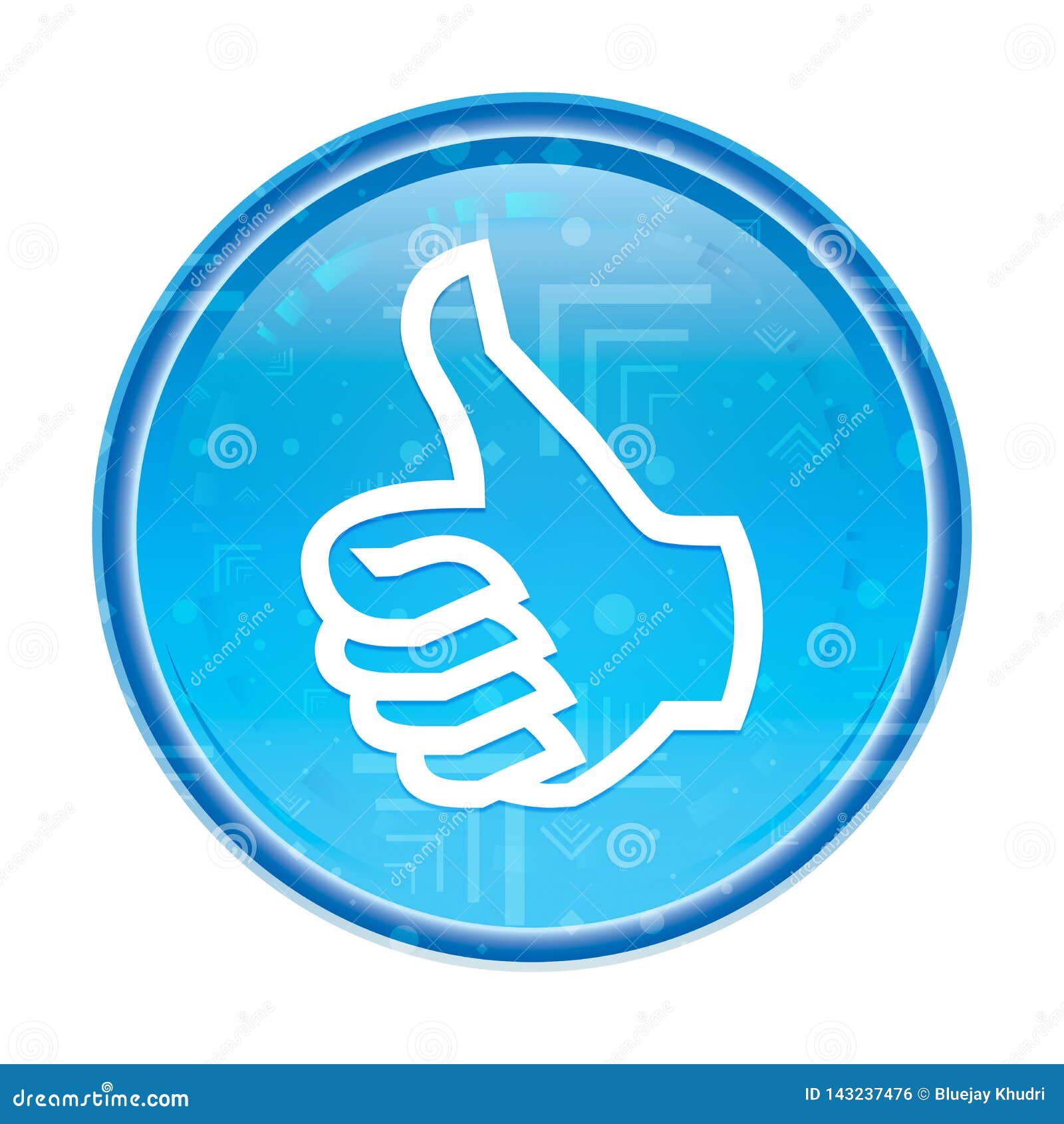 Thumbs Up Icon Floral Blue Round Button Stock Illustration ...