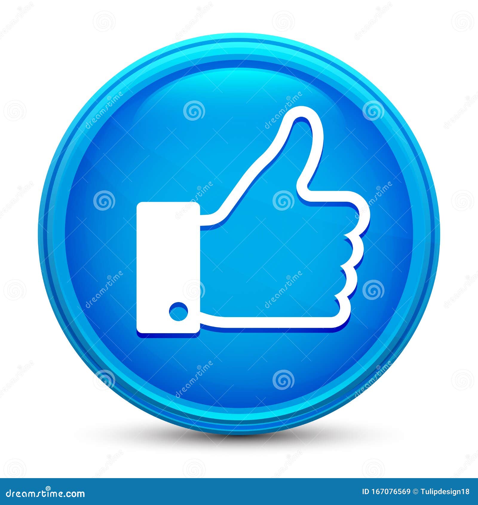 Thumbs Up Icon Glass Shiny Blue Round Button Isolated Design Vector ...