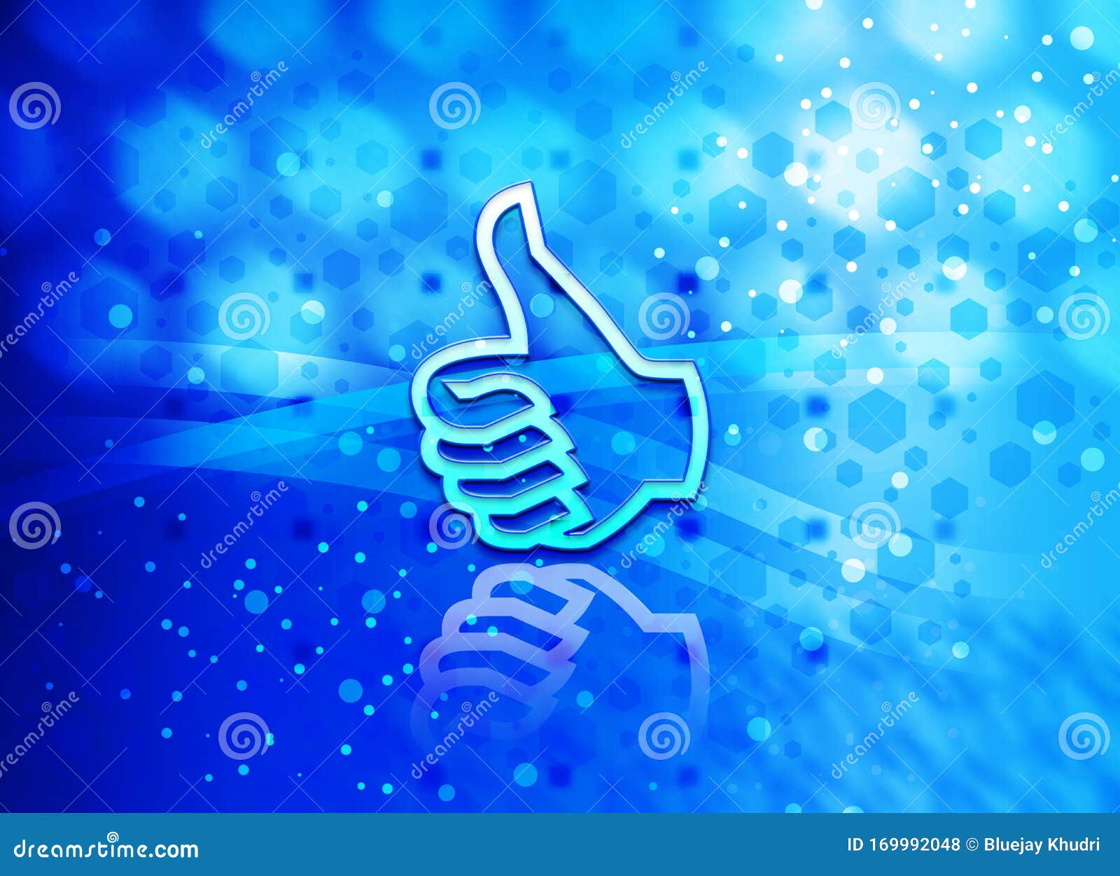 Thumbs Up Icon Abstract Light Cyan Blue Hexagon Pattern Background ...