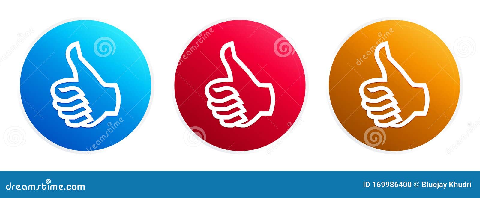 Thumbs Up Icon Premium Trendy Round Button Set Stock Vector ...