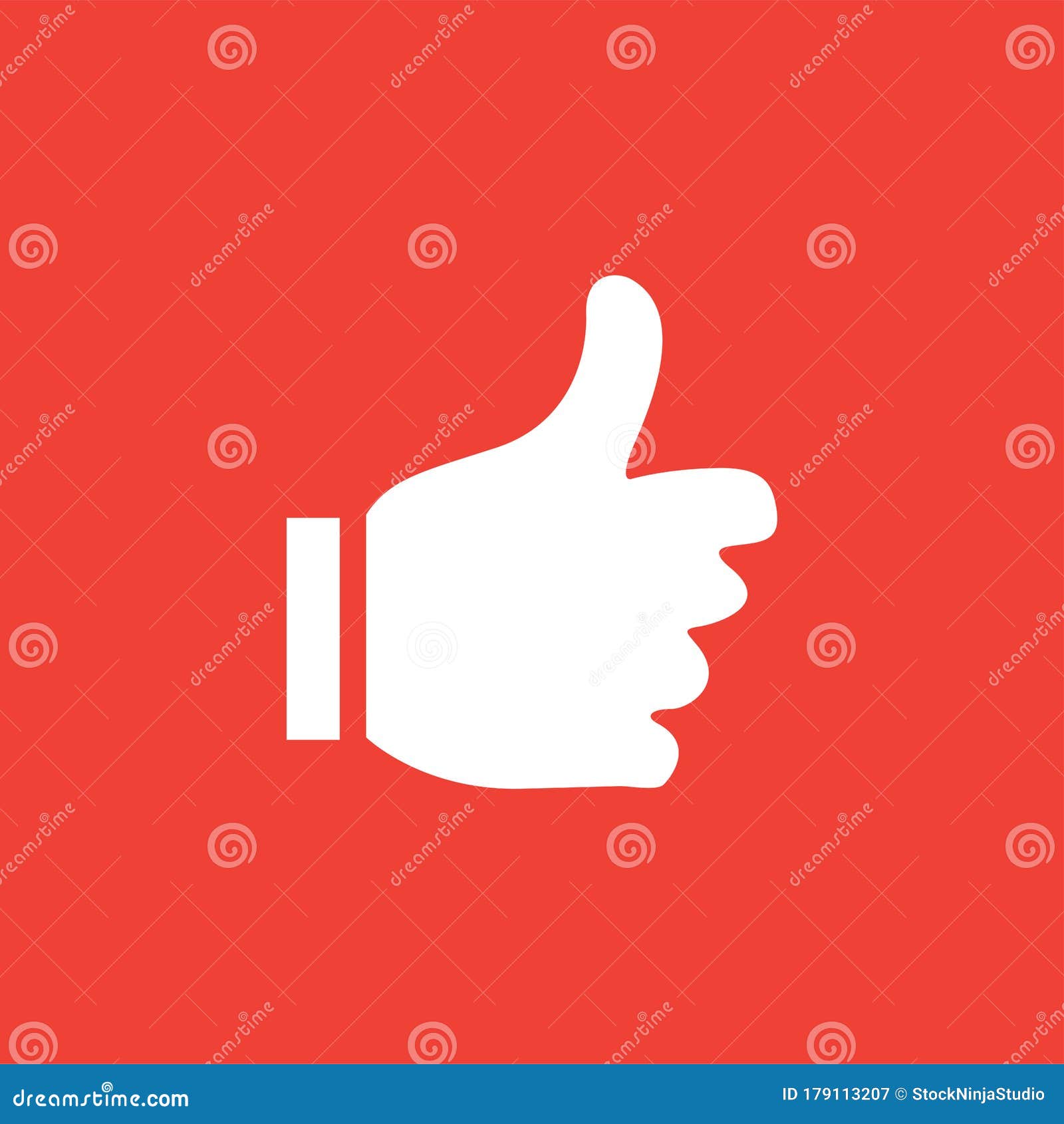 Thumbs Up Icon on Red Background. Red Flat Style Vector Illustration ...