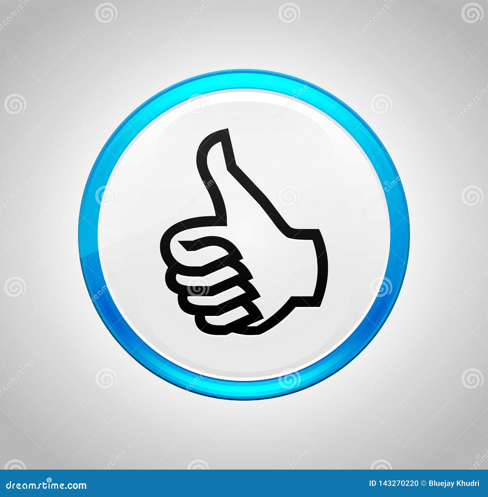 Thumbs Up Icon Round Blue Push Button Stock Illustration - Illustration ...