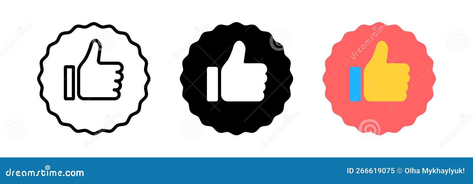 Thumbs Up Icon Set. Good Sign. Editable Vectors. Eps 10 Stock Vector ...