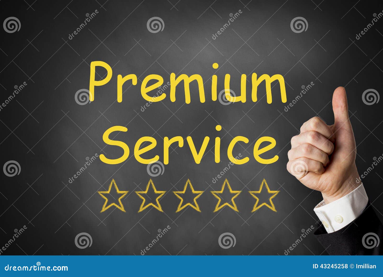 Thumbs Up Premium Service Chalkboard Stock Photo - Image of client ...
