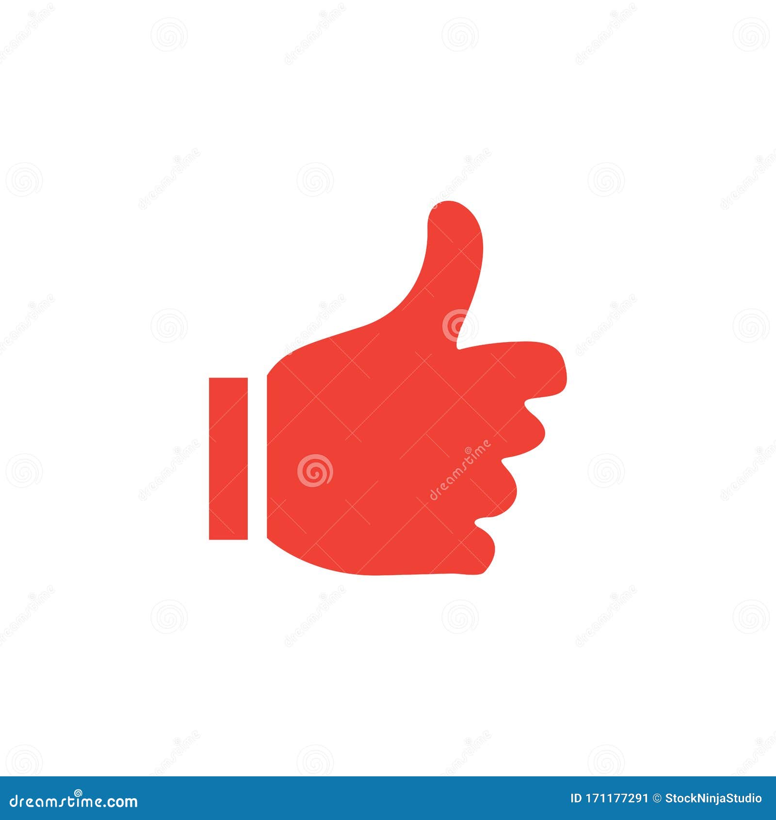 Thumbs Up Red Icon on White Background. Red Flat Style Vector ...