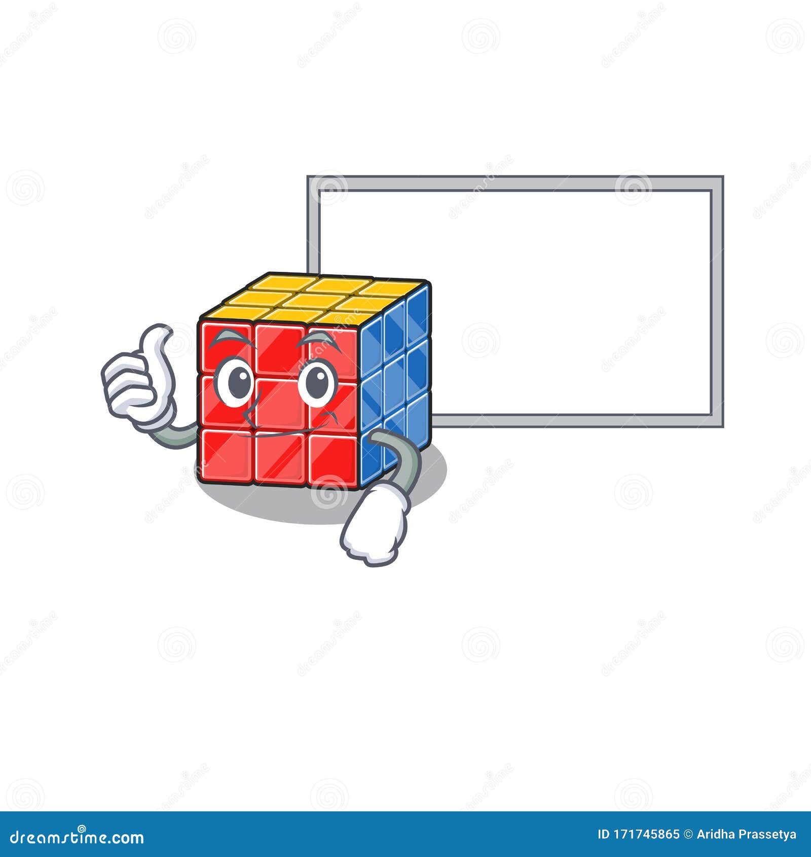 Thumbs Up of Rubic Cube Cartoon Design Having a Board Editorial Image ...