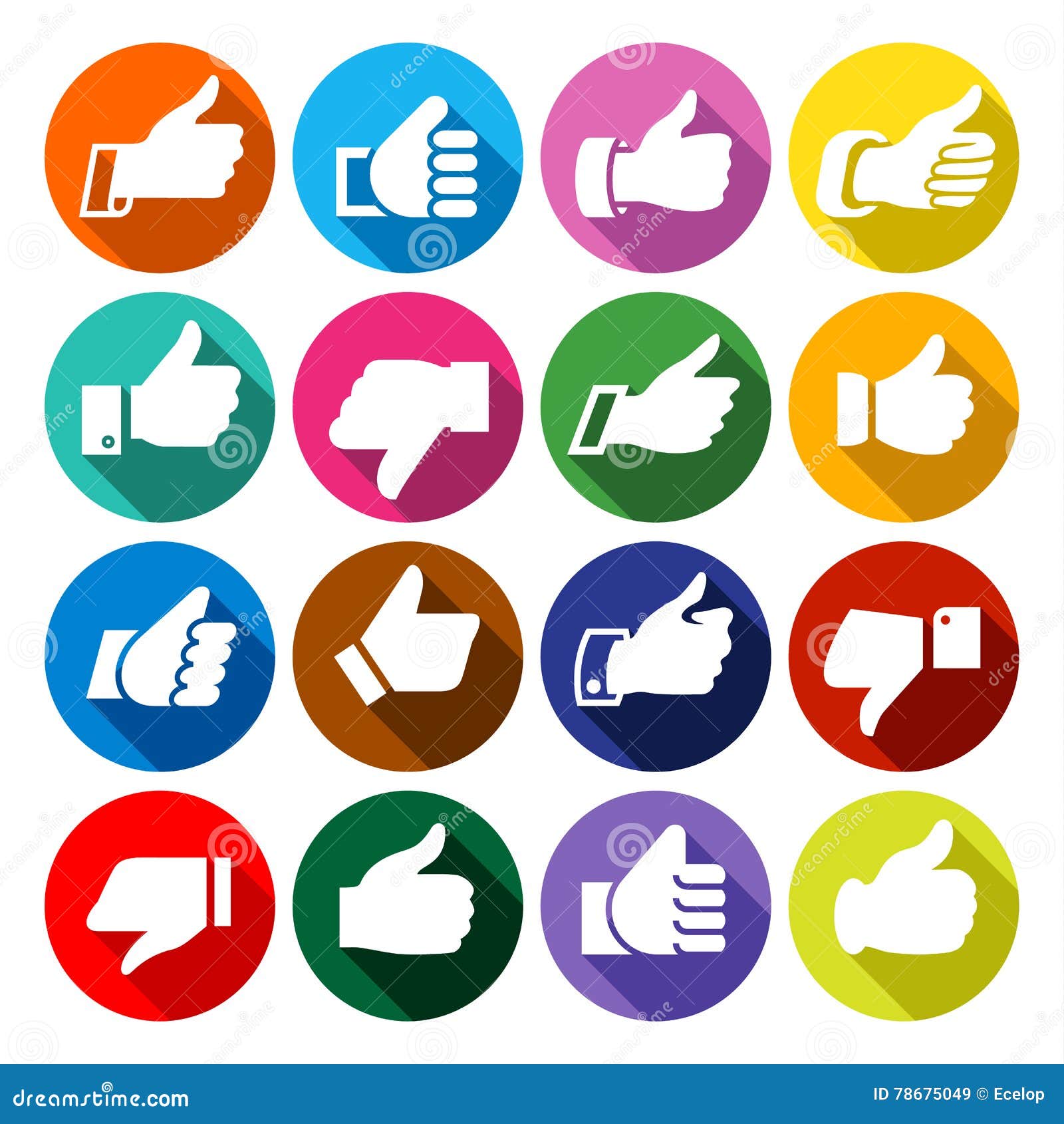 Thumbs Up, Set on Round Buttons Stock Vector - Illustration of good ...