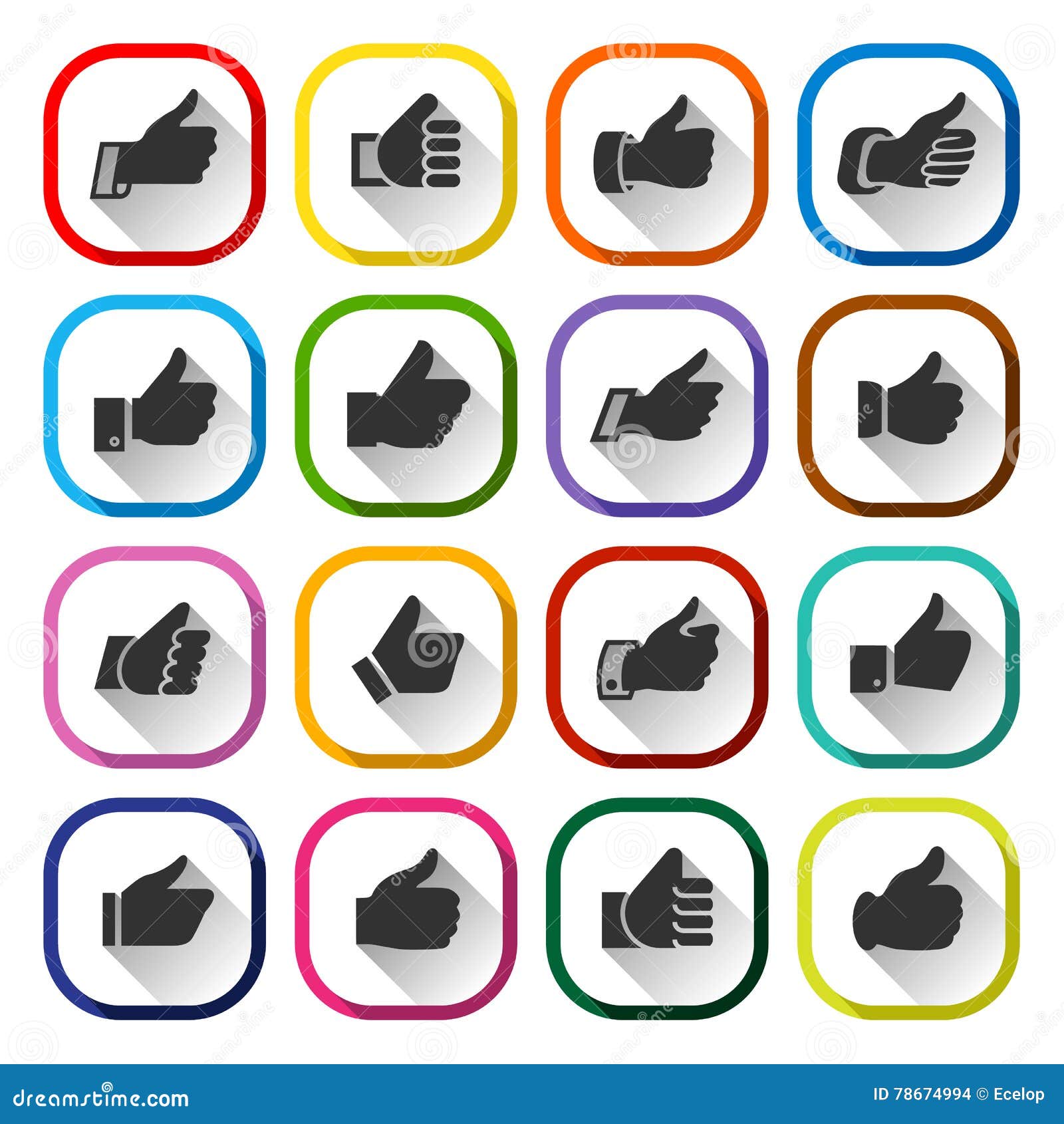 Thumbs Up, Set White Buttons Stock Vector - Illustration of internet ...