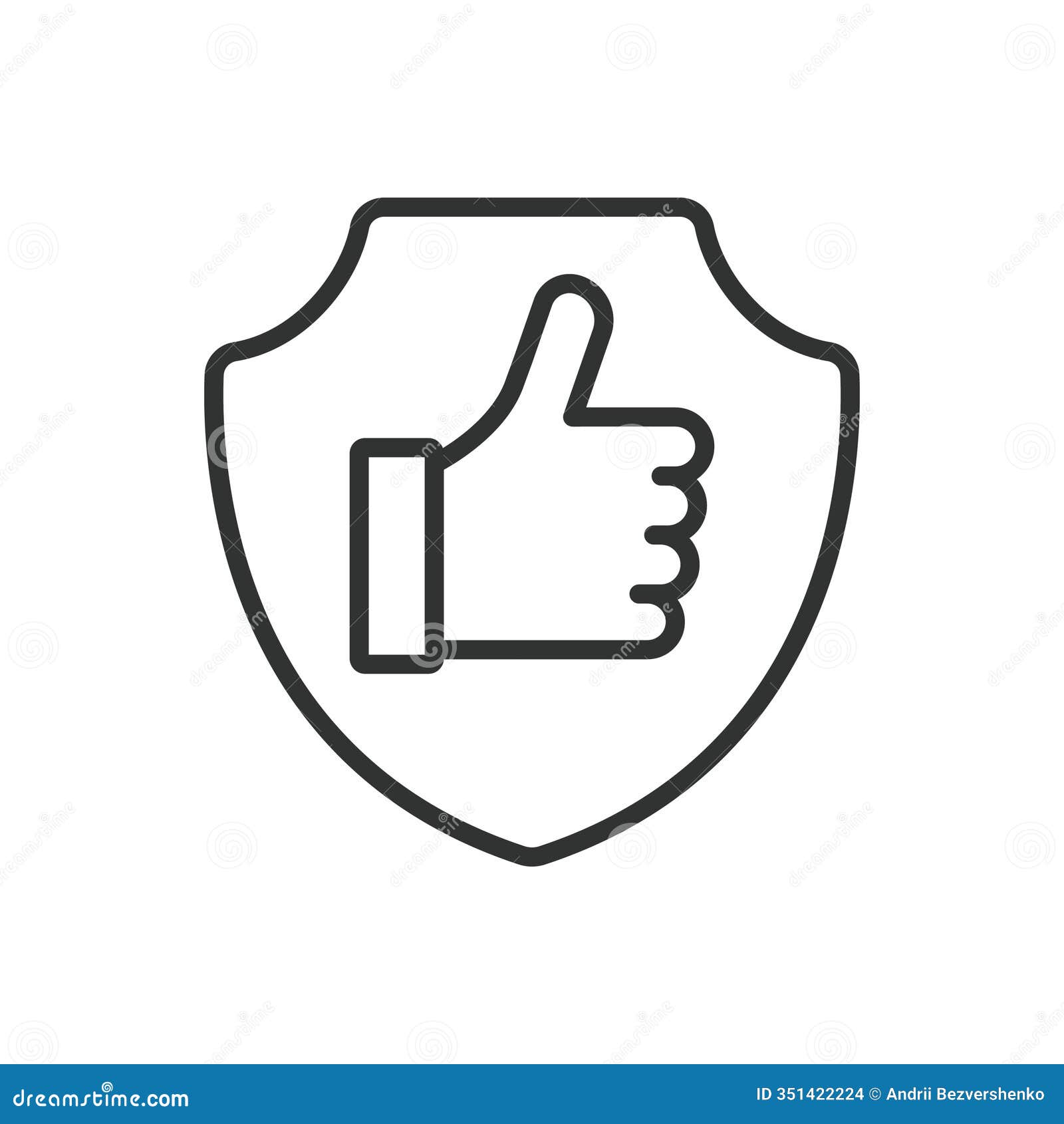 Thumbs Up Shield, Icon in Line Design. Thumbs Up Shield, Approval ...