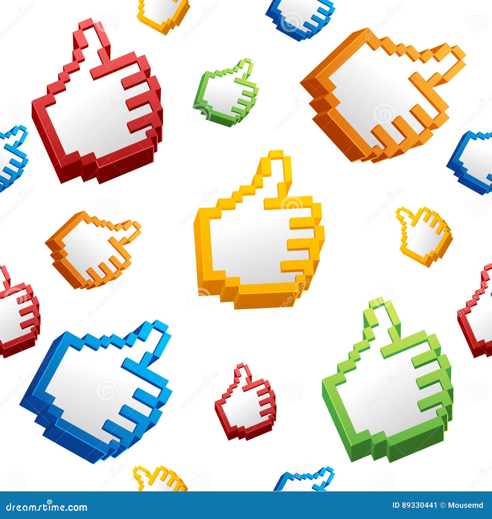 Thumbs Up Sign Computer Cursor Pattern Background. Vector Stock Vector ...