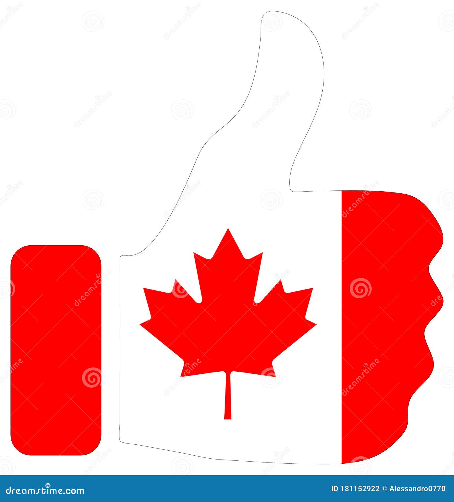 Thumbs Up Sign with Flag of Canada Stock Illustration - Illustration of ...