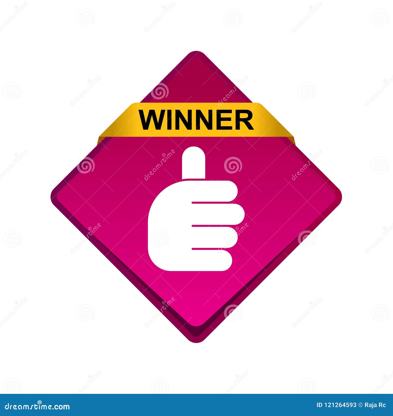 Thumbs Up Sign Winner Button Stock Vector - Illustration of correct ...
