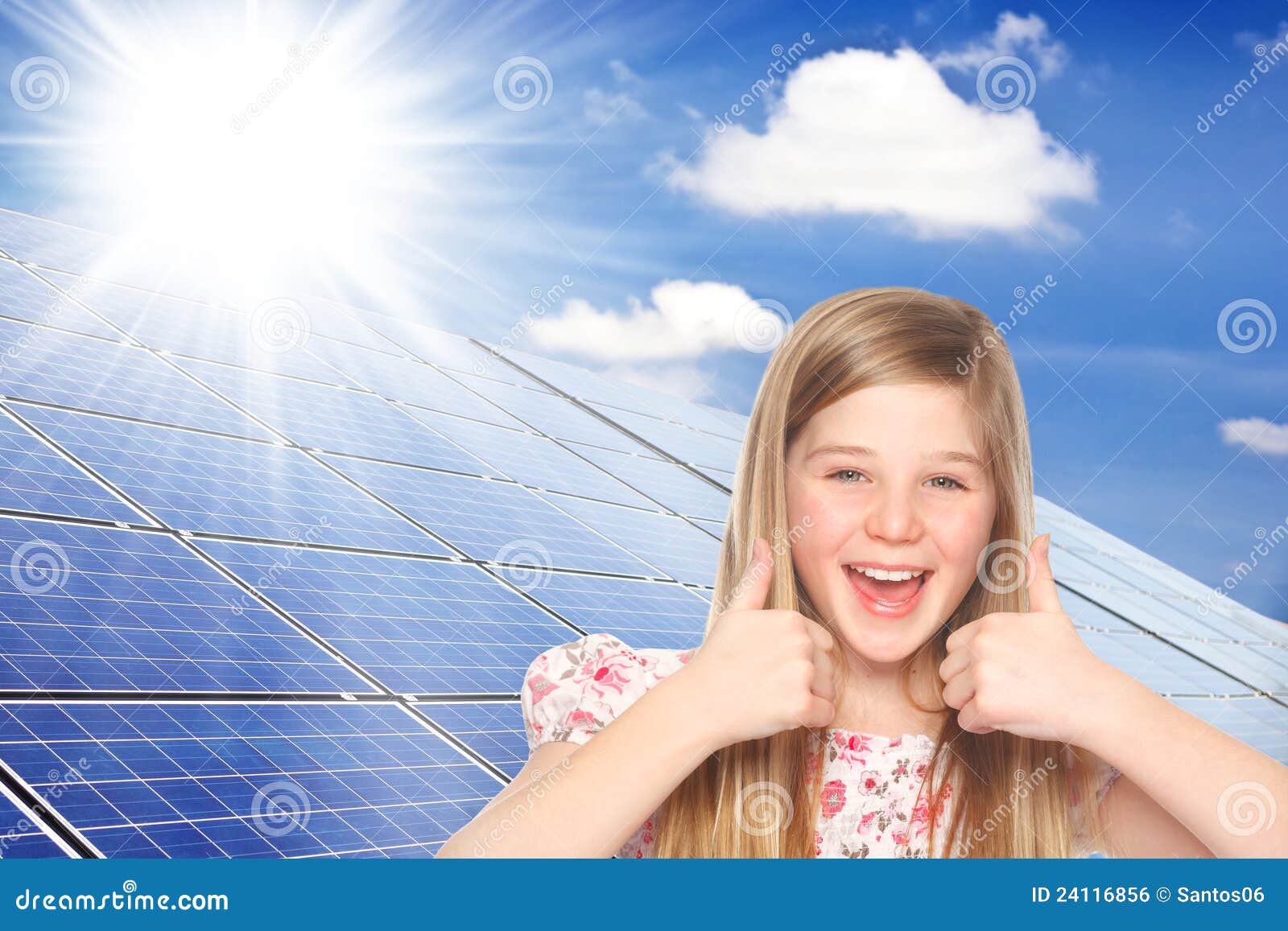 Thumbs up for solar power stock photo. Image of green - 24116856