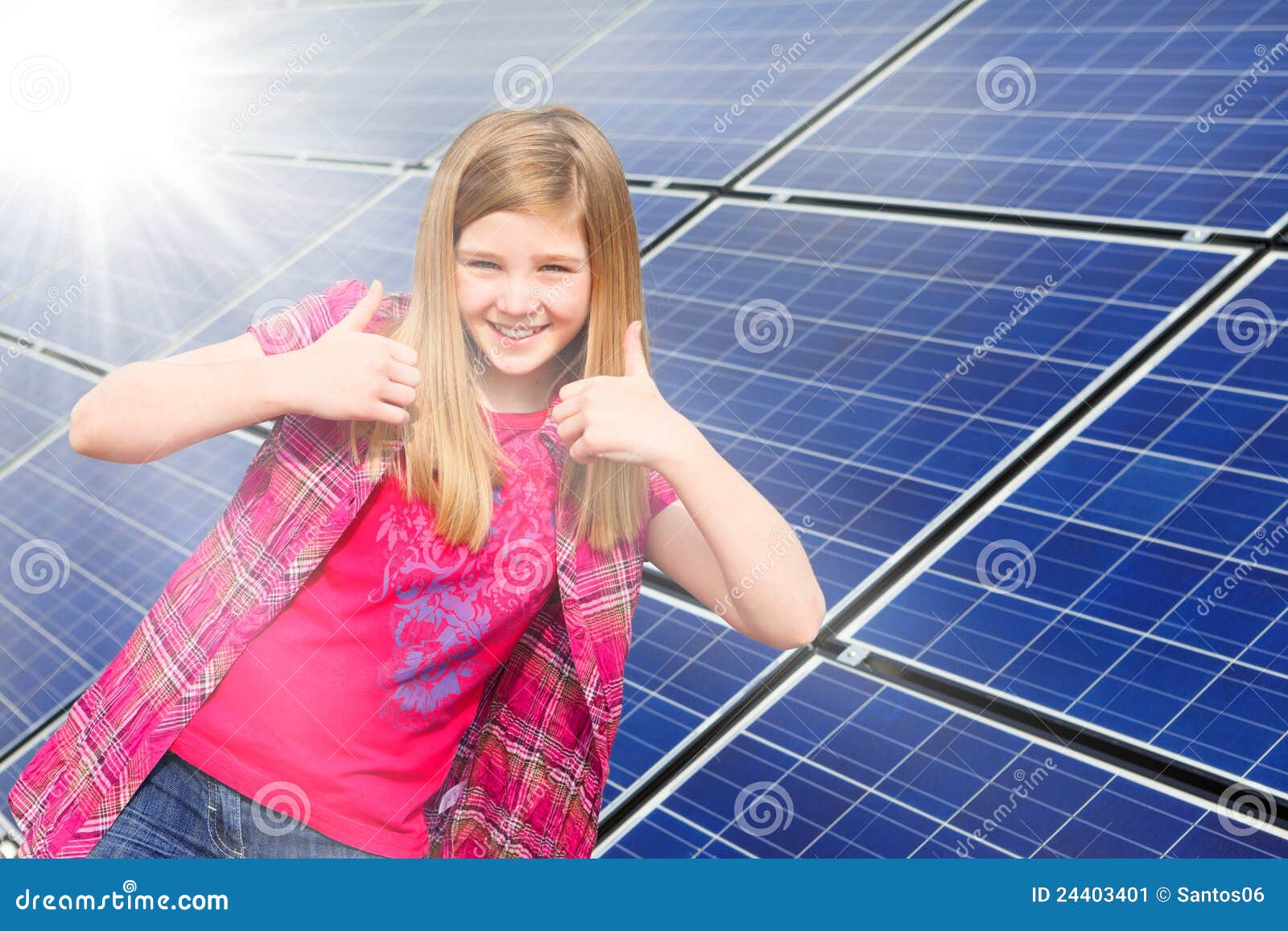 Thumbs up for solar power stock image. Image of global - 24403401