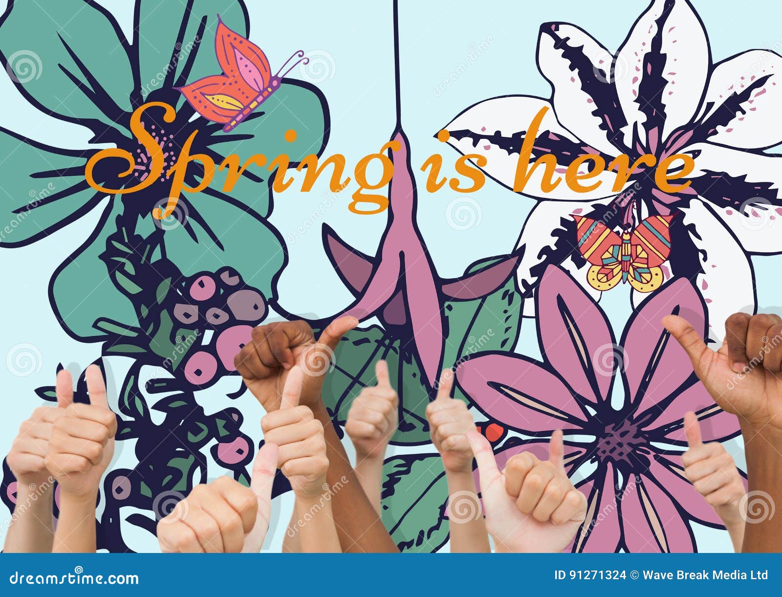 Thumbs up spring stock illustration. Illustration of accomplishment ...