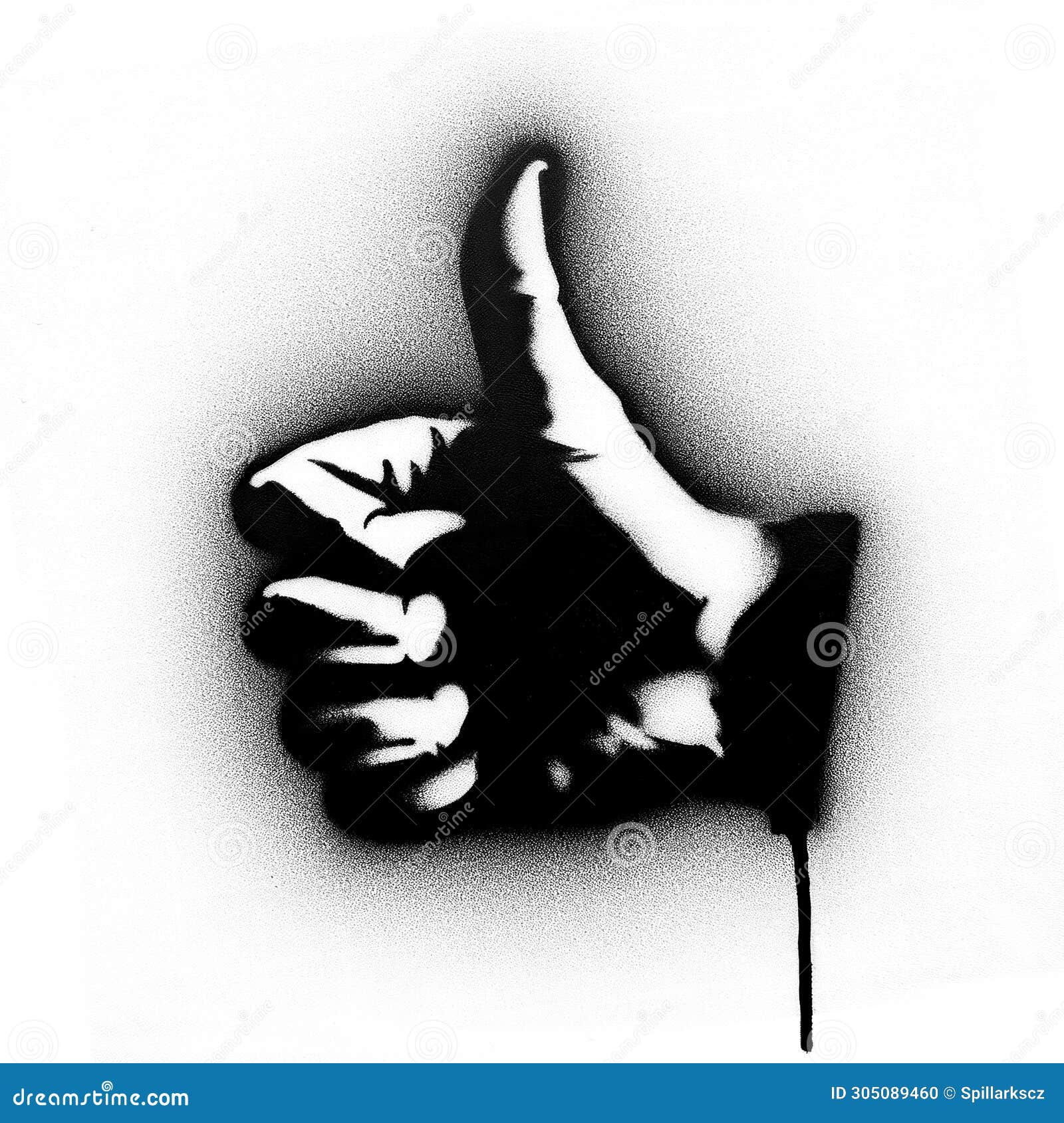 Thumbs Up in Stencil-art Style,black and White Stock Illustration ...