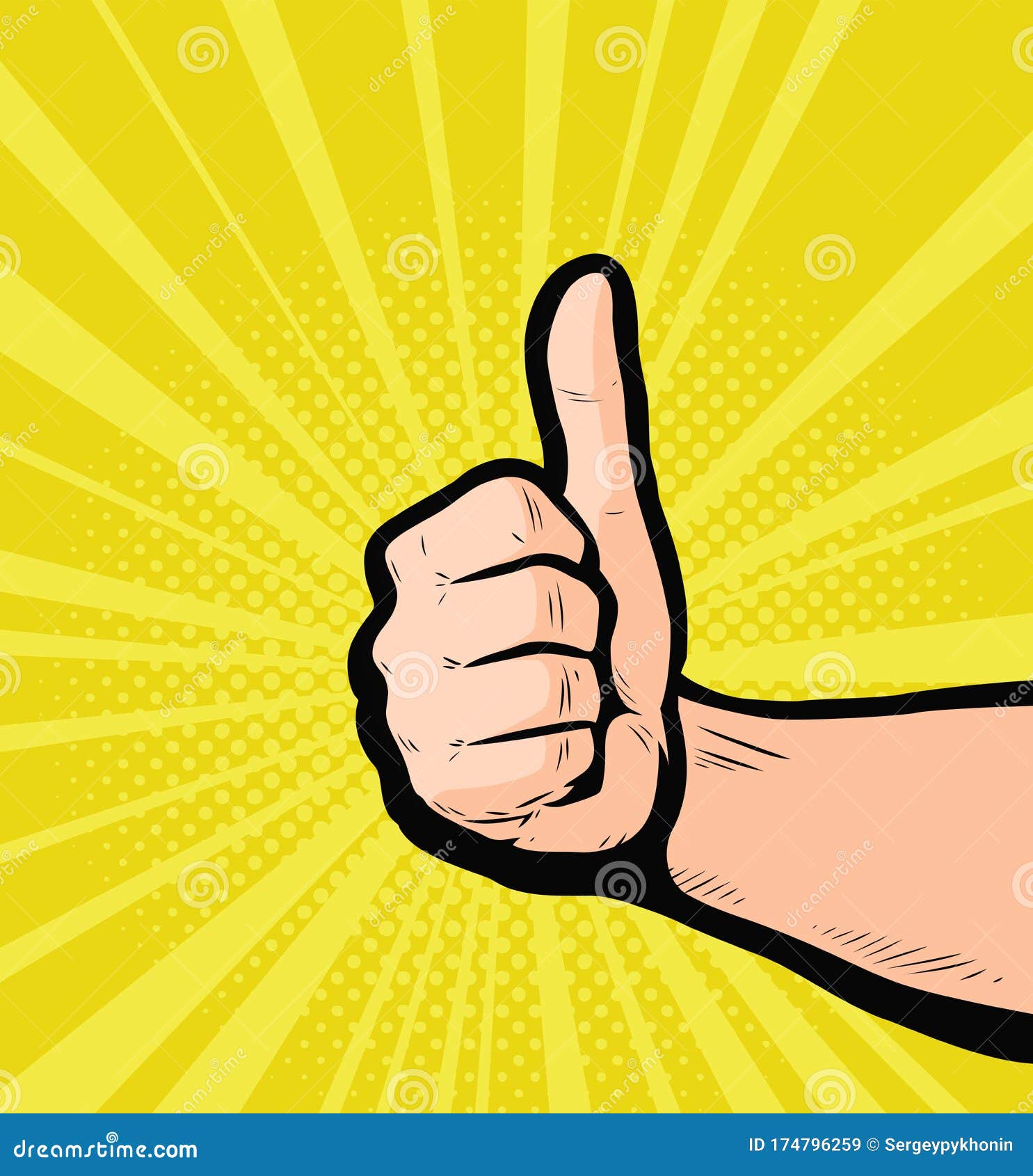 Thumbs Up, Success. Retro Comic Pop Art Vector Illustration Stock ...
