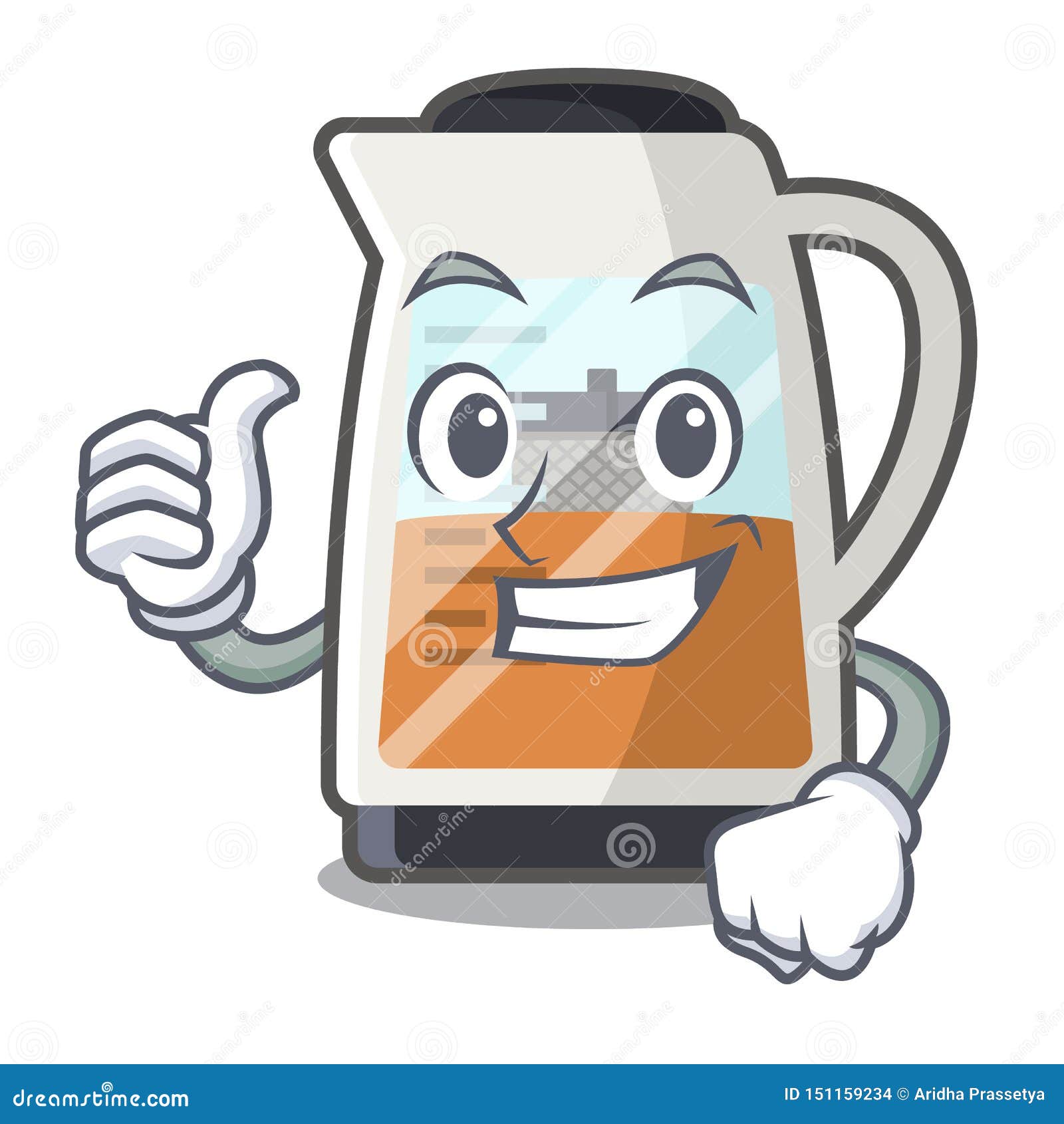 Thumbs Up Tea Maker in the Cartoon Shape Stock Vector - Illustration of ...