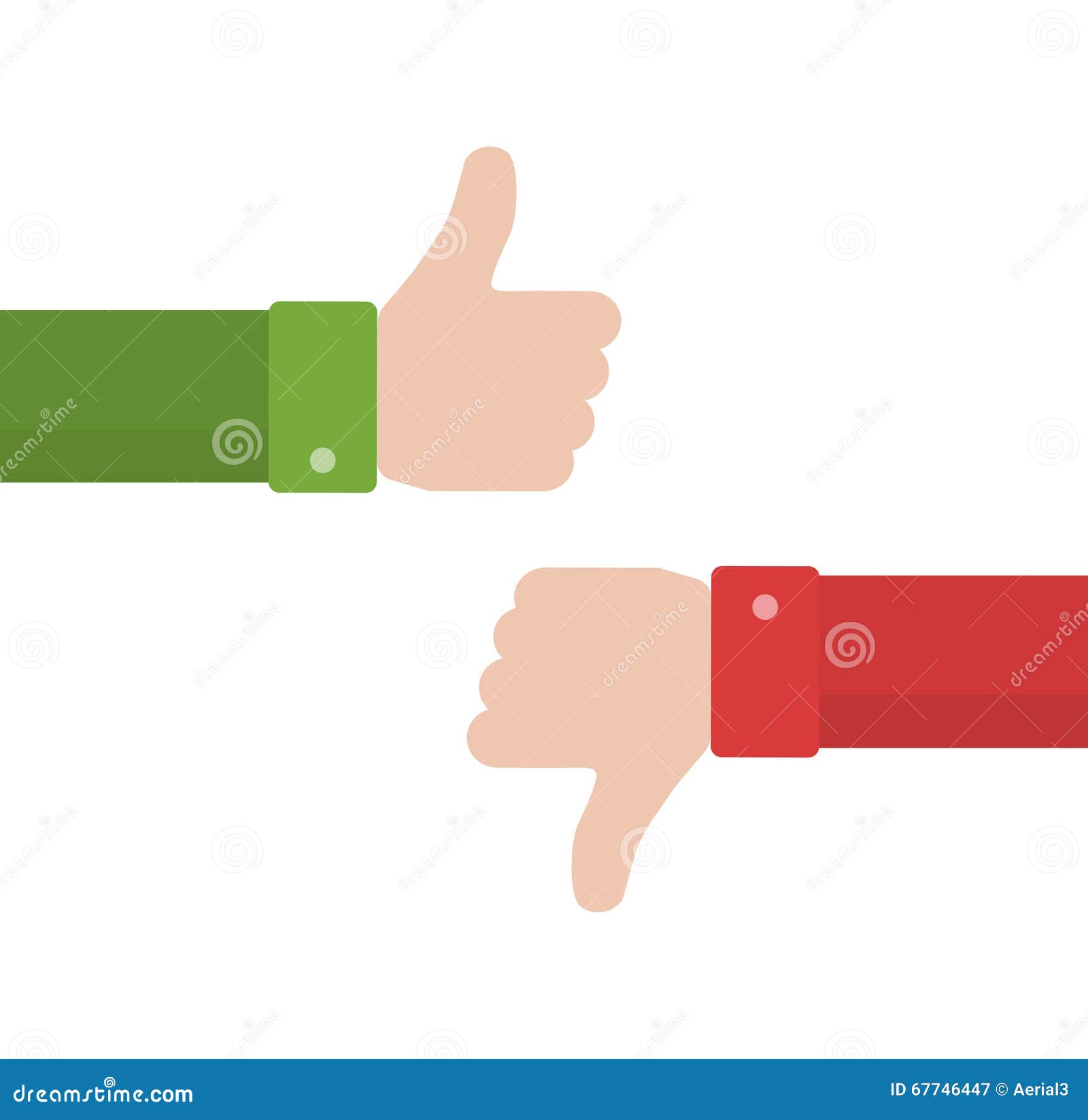 Thumbs Up and Thumbs Down in Flat Style Stock Vector - Illustration of ...