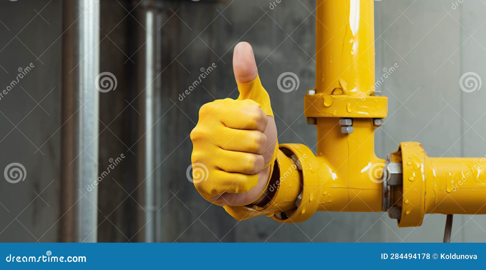 Thumbs Up, Unaware of the Leaking Pipe Overhead , Concept of Positive ...