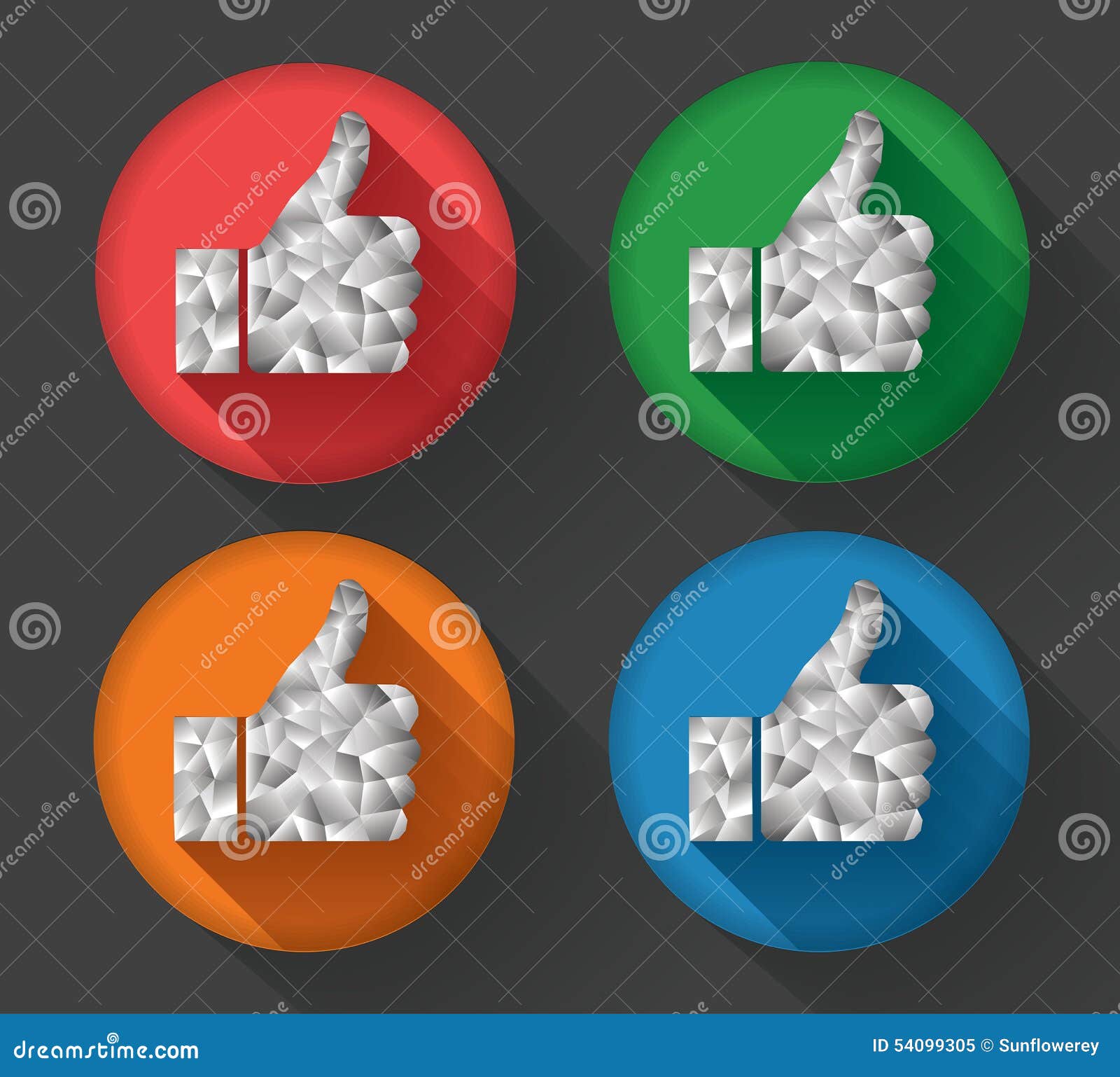 Thumbs Up Vector Icon Set in Low Poly Design Stock Vector ...