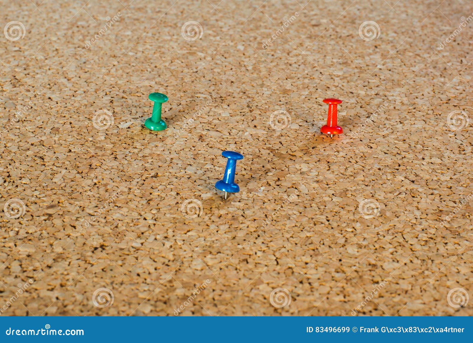 Thumbtack pins on pinboard stock image. Image of push - 83496699