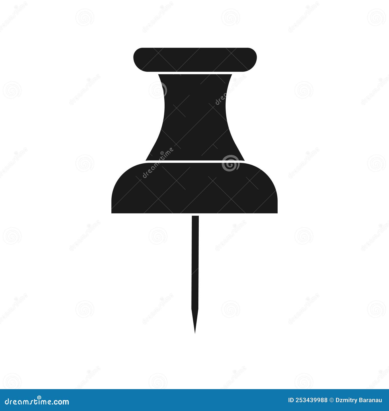 Thumbtack Vector Icon Illsutration Office Pin Solid Black. Paper Tack ...