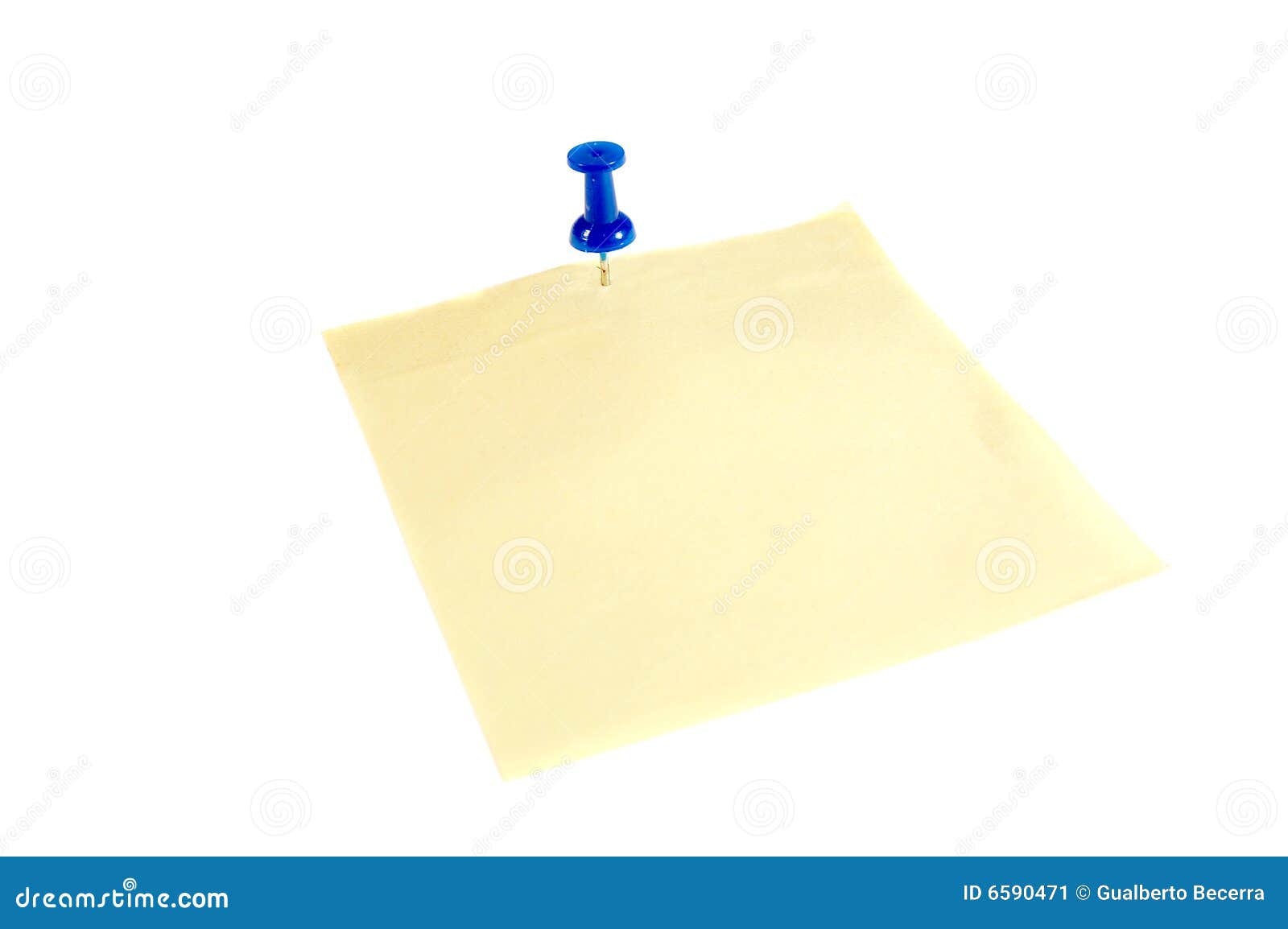 Thumbtack on yellow note stock image. Image of note, tack - 6590471