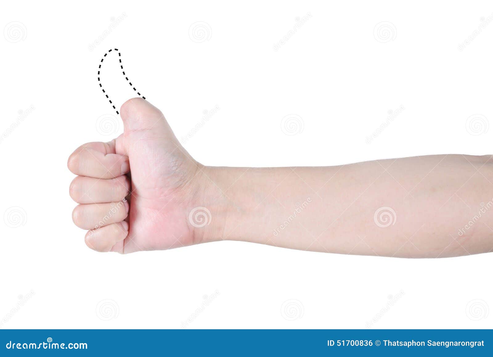 Thump Up Disabled Hand with Dash Line Isolated on White Background ...