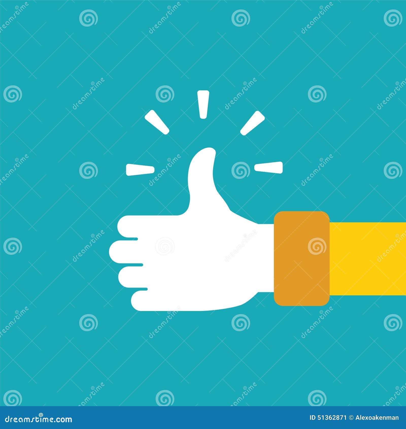 Thump Up Vector Sign in Flat Style Stock Vector - Illustration of ...