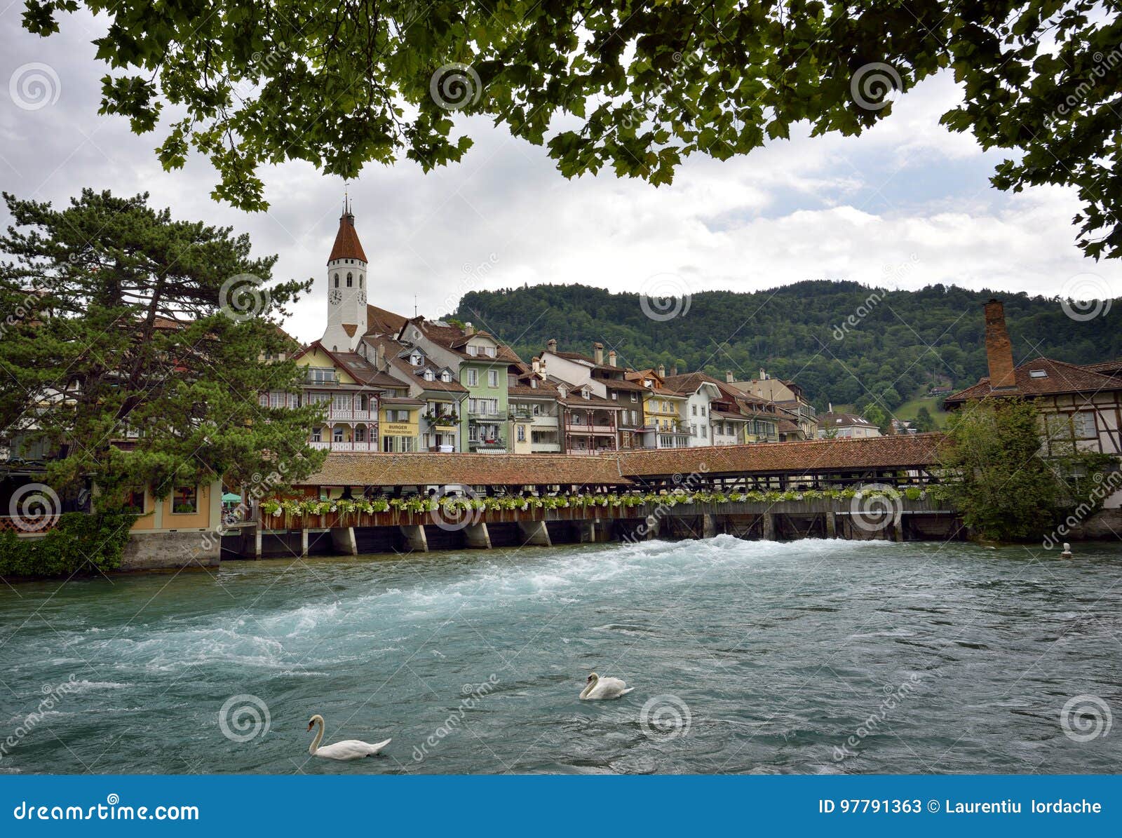 Thun City and River- Aare, Switzerland - 23 July 2017 Editorial Stock ...