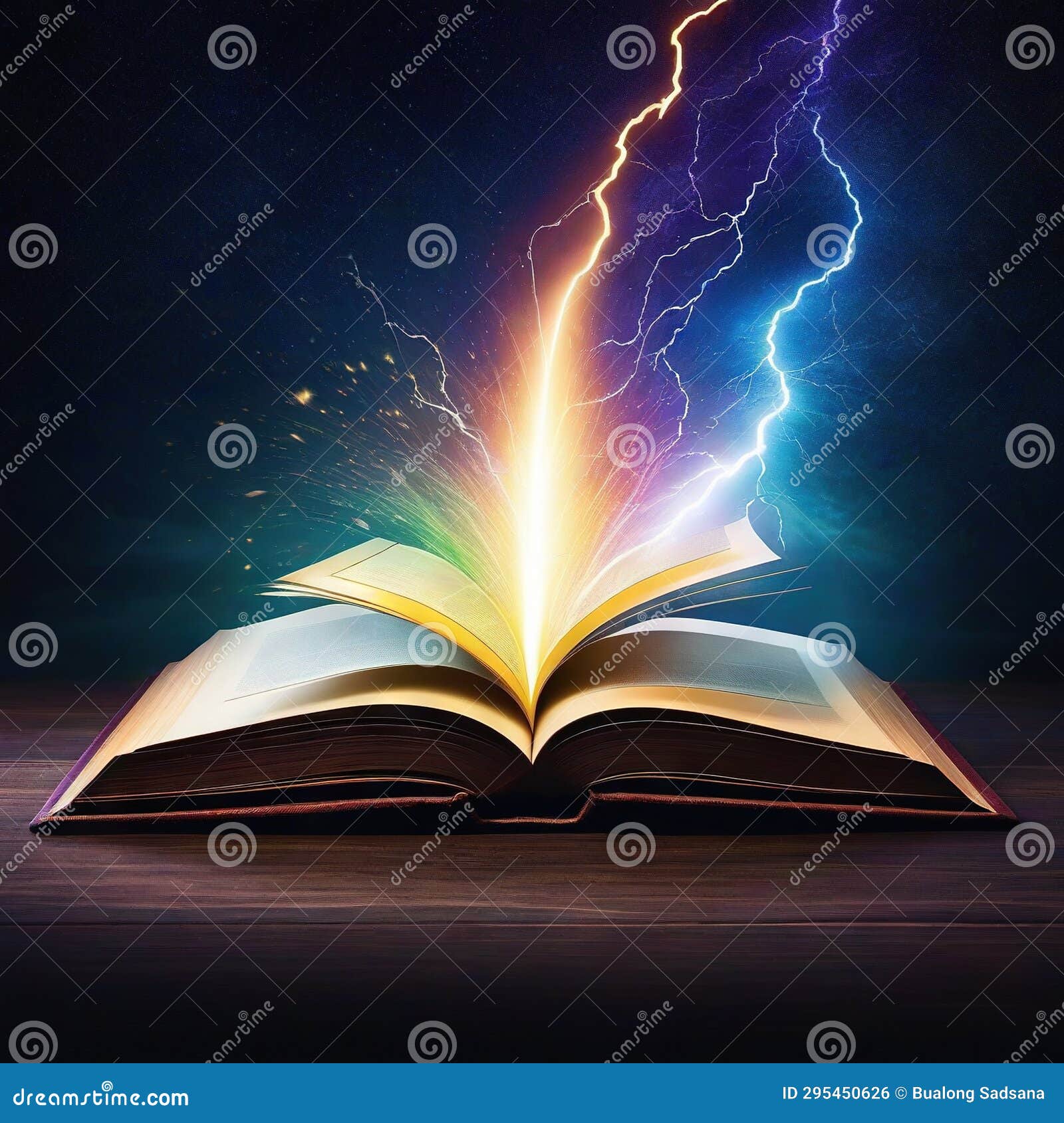 Thunder bolt on book stock illustration. Illustration of story - 295450626