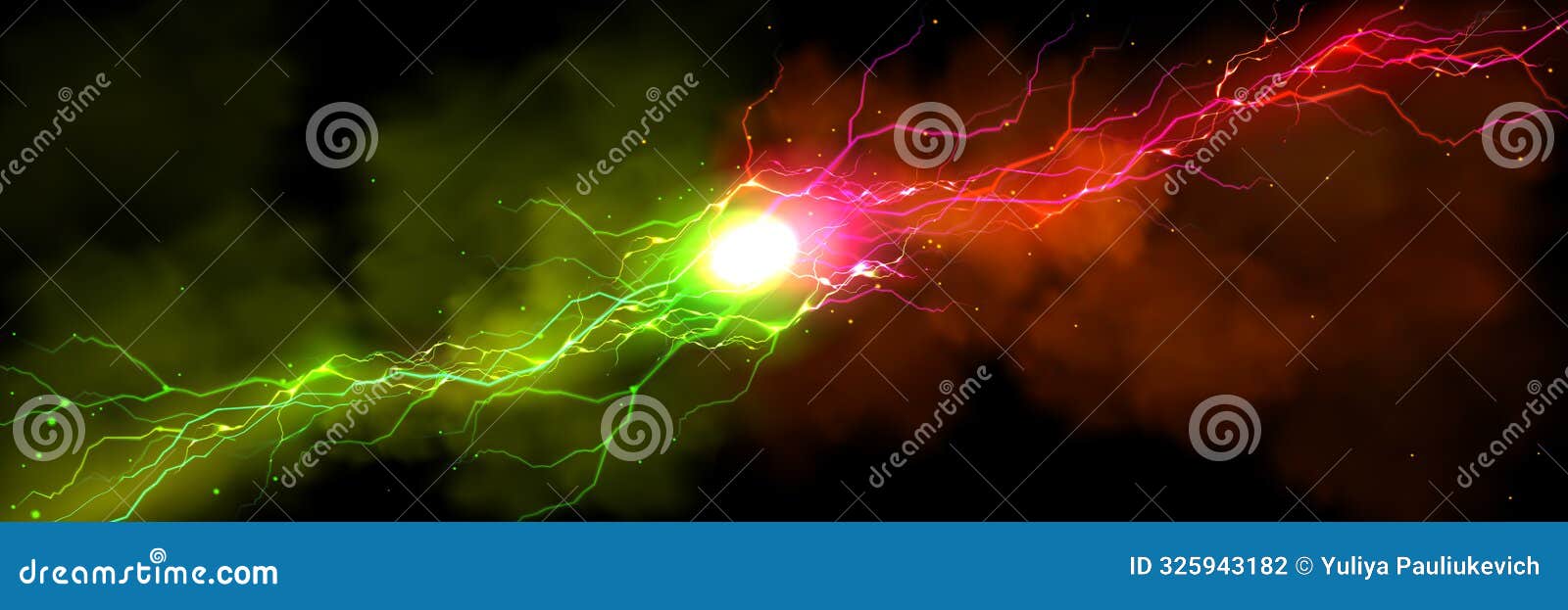 Green Thunder On Purple Blue Bright For Banner Copy Space, Flash Sales ...