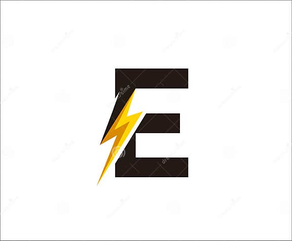 Thunder Bolt E Letter Logo Icon. Stock Illustration - Illustration of ...