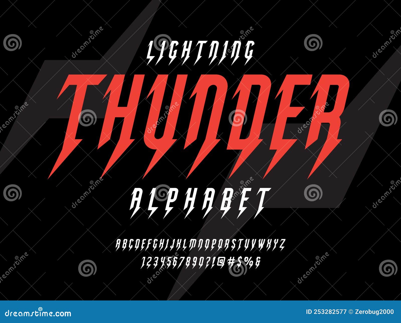Thunder bolt font stock vector. Illustration of sign - 253282577