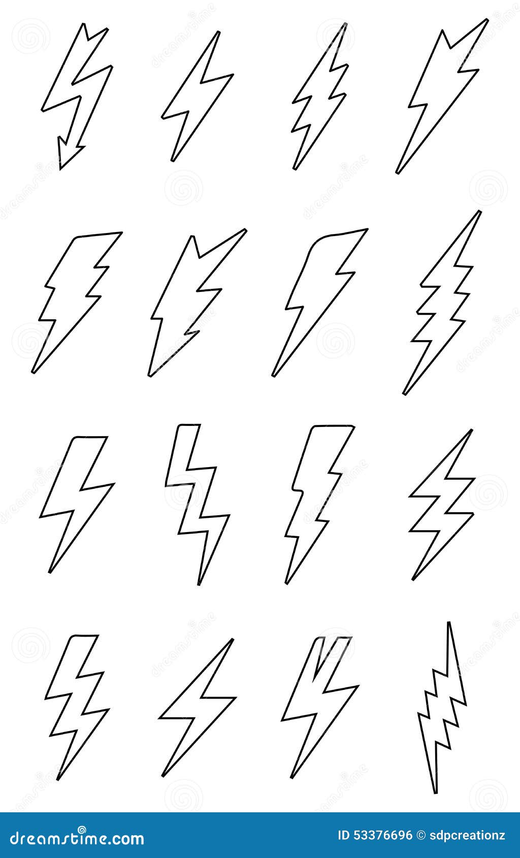 Thunder And Bolt Lighting Flash Icons. Black Electricity Warning ...