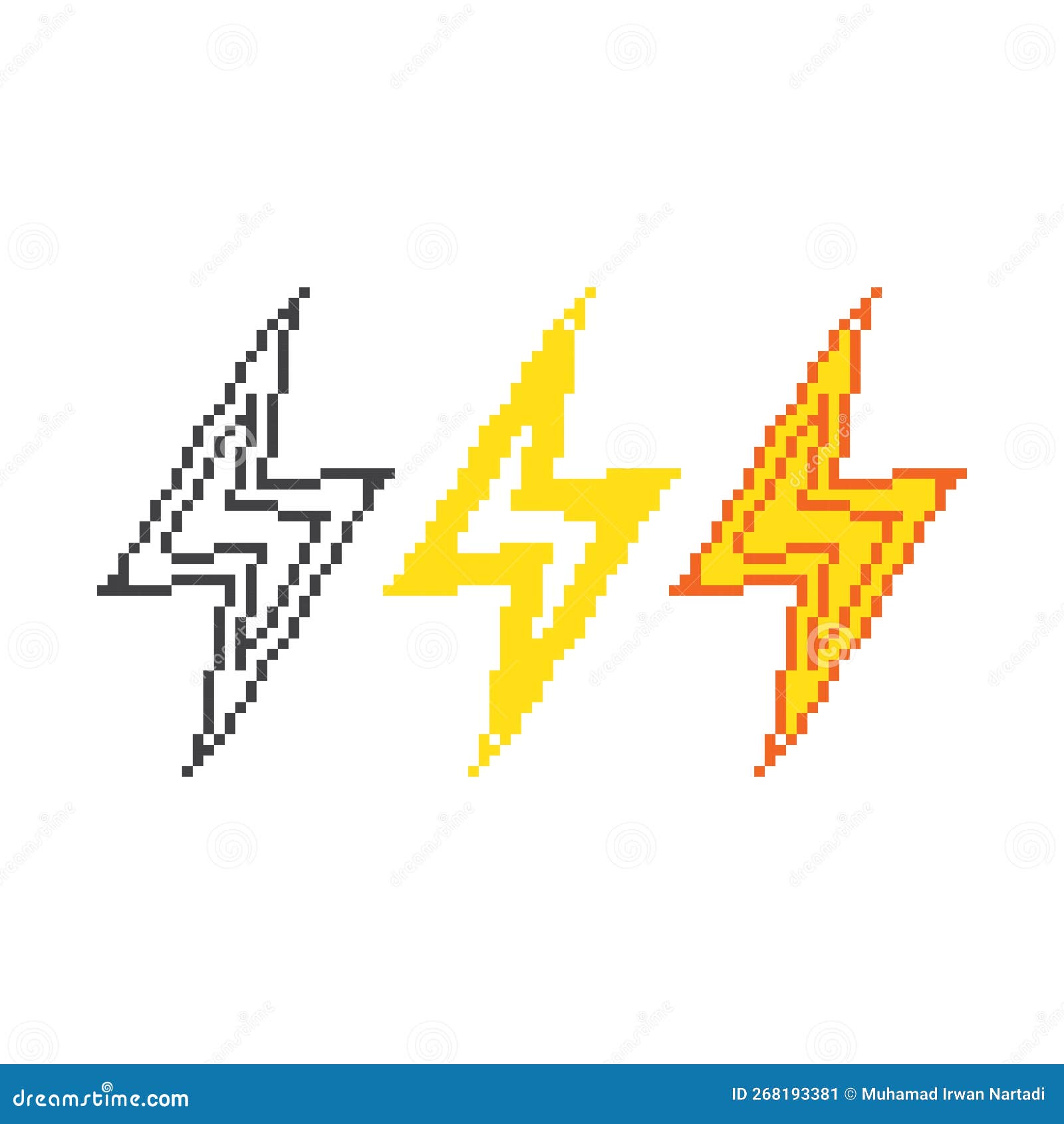 Thunder Bolt. Pixel Art Icon Vector Illustration Stock Illustration ...