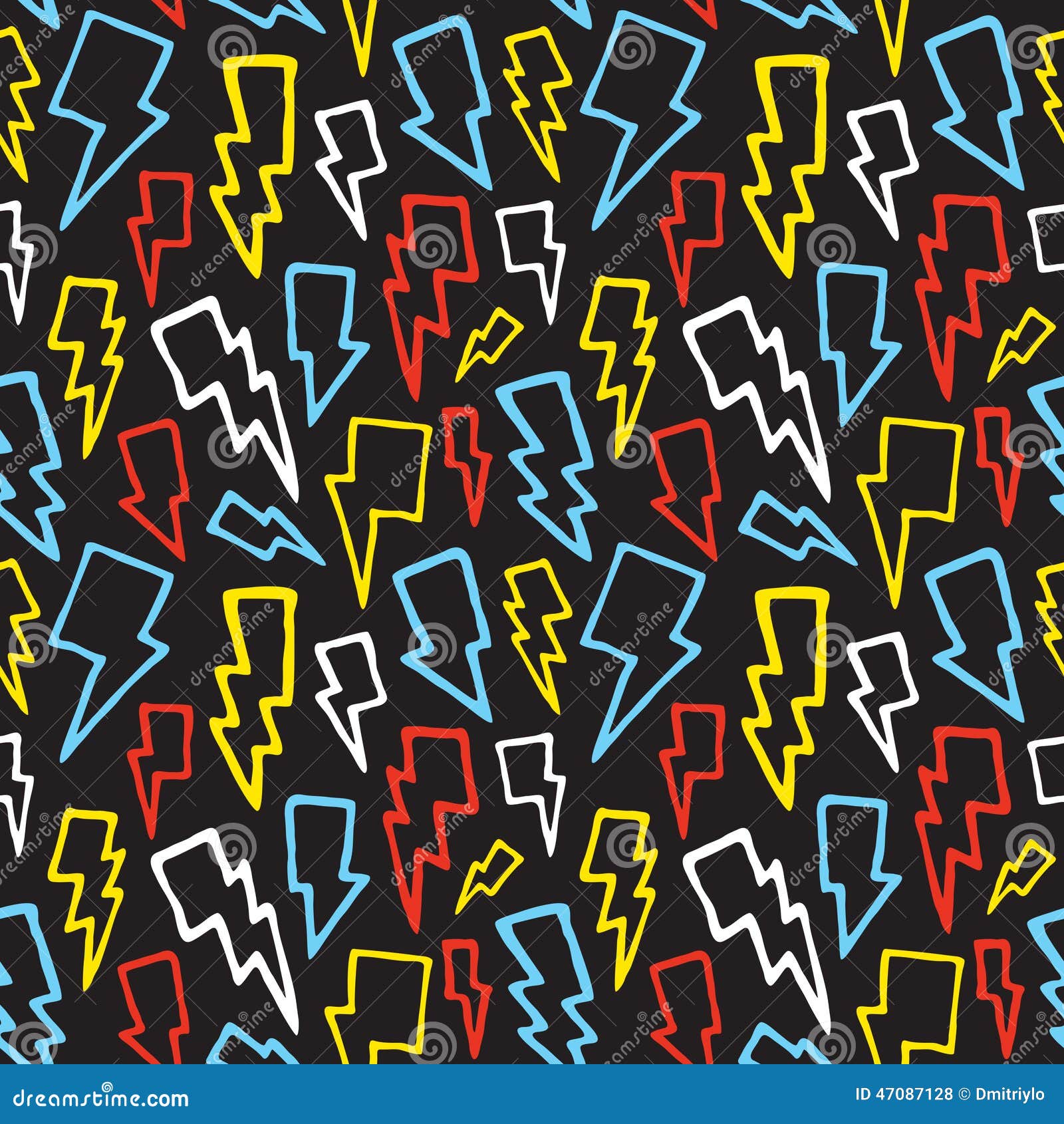 Thunder Bolts Seamless Vector Pattern Stock Vector - Illustration of ...